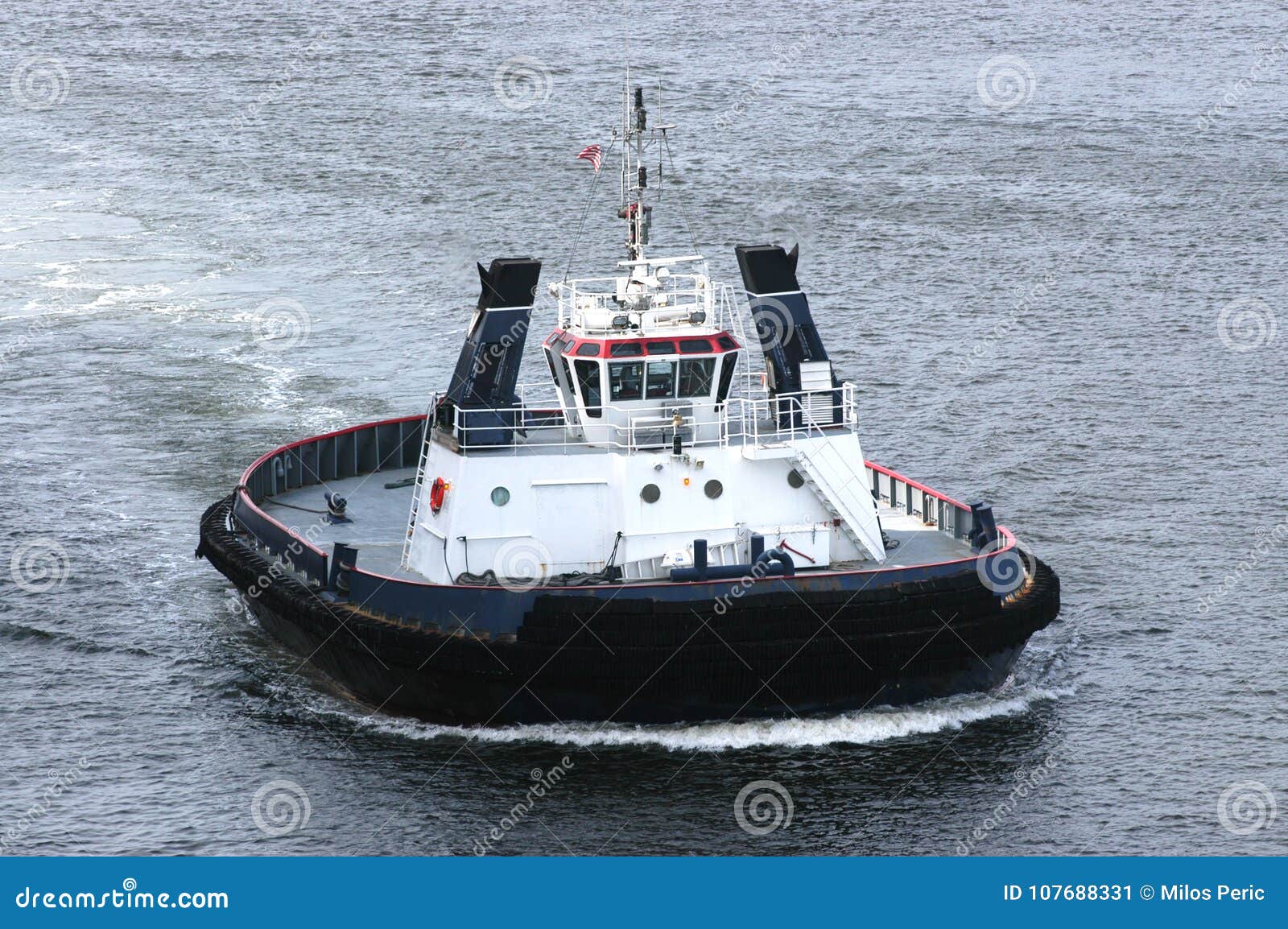 Tug boat at sea stock image. Image of transportation - 107688331
