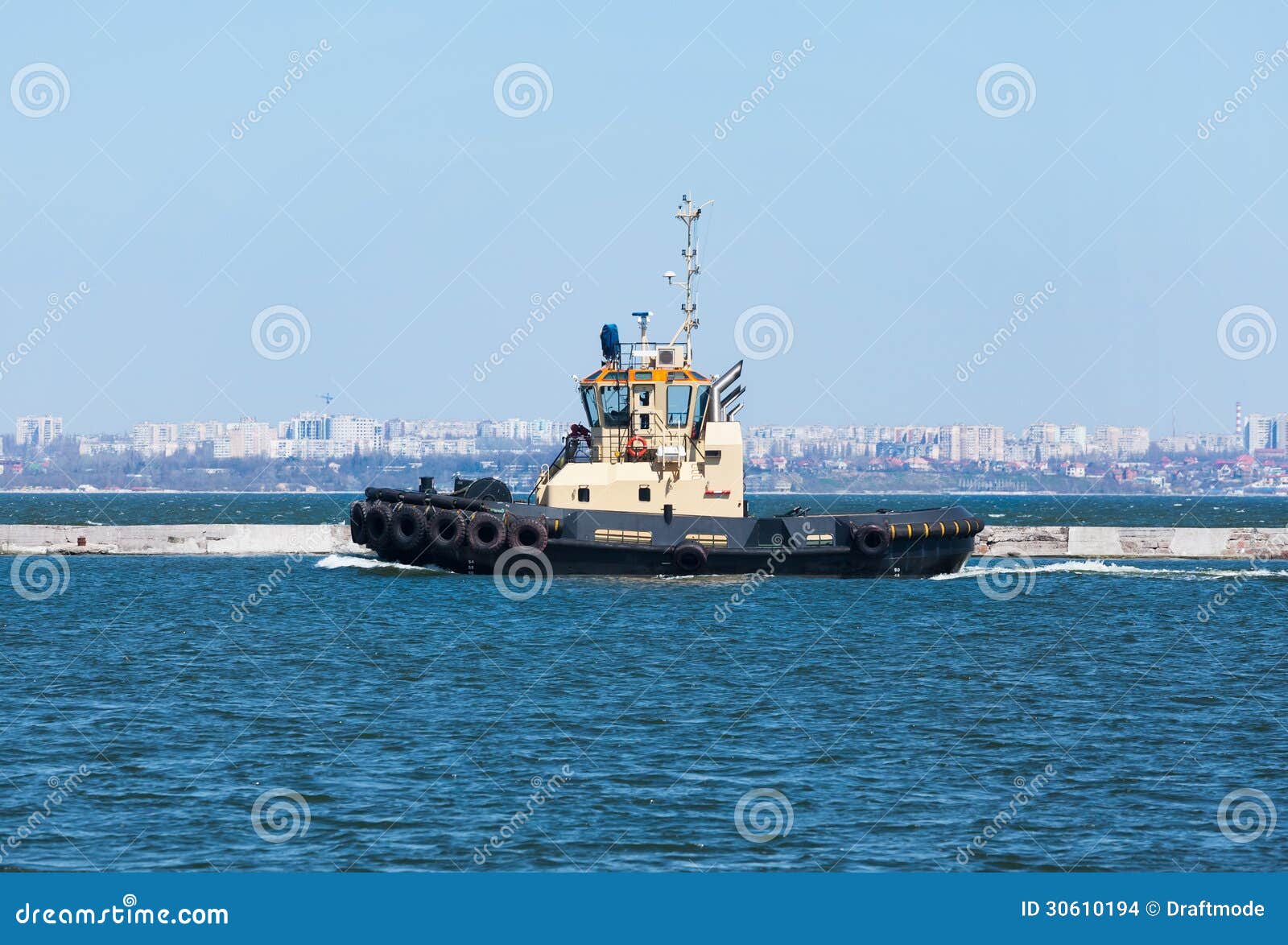 Tug boat stock photo. Image of pier, firetug, blue, boat - 30610194