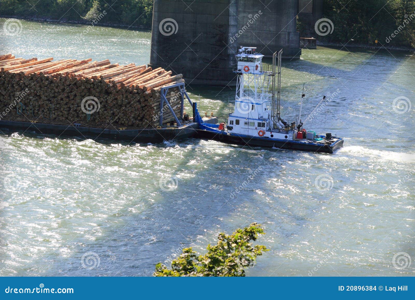 Tug boat under Bridge stock photo. Image of industry - 20896384