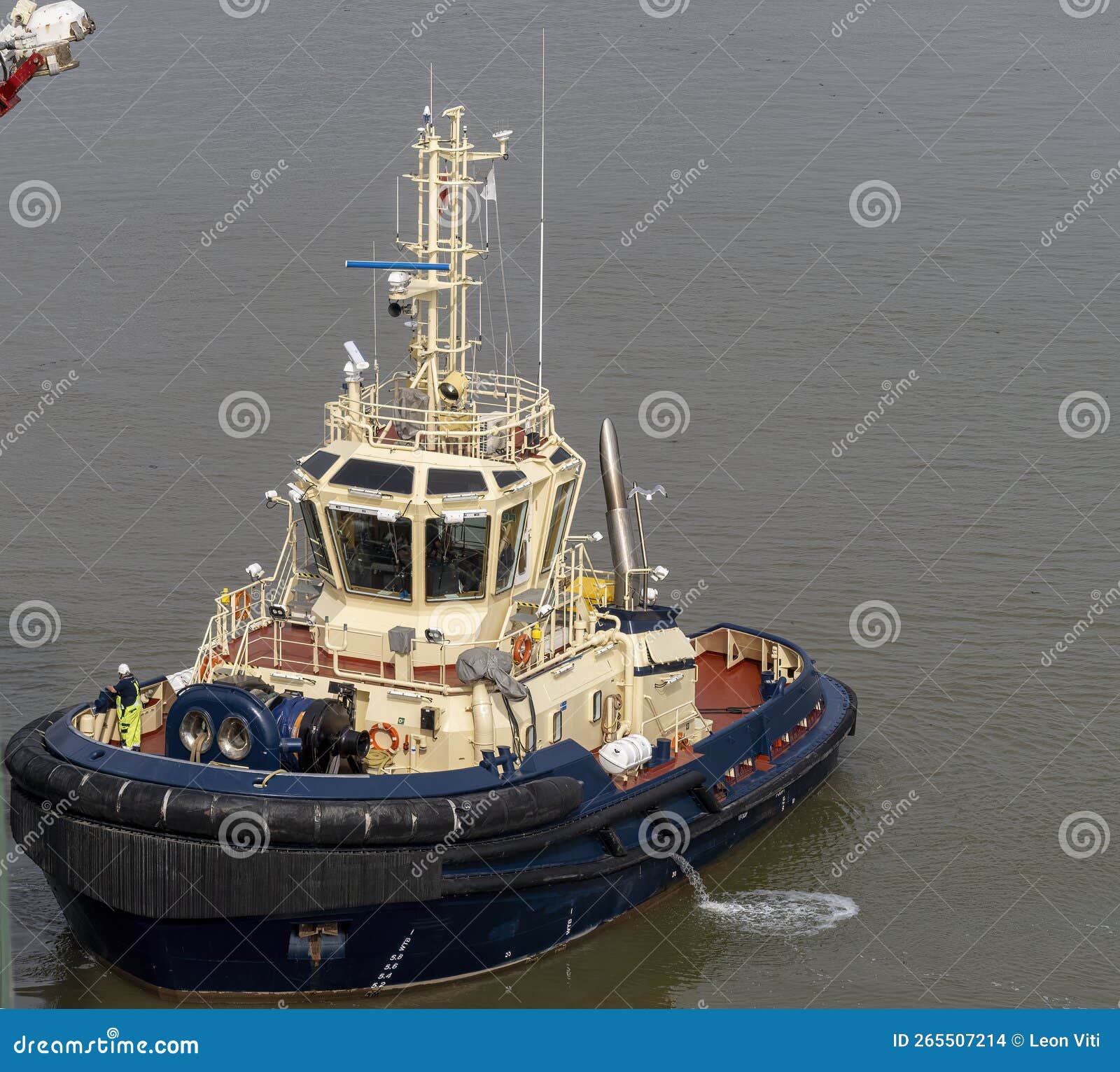 Tug Boat during Unmooring in the Harbour of Emden , Germany Stock Photo ...