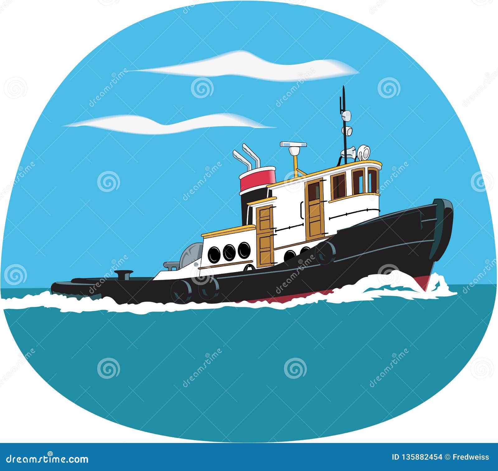 Tug Boat Vector Illustration Stock Vector - Illustration of navigation ...