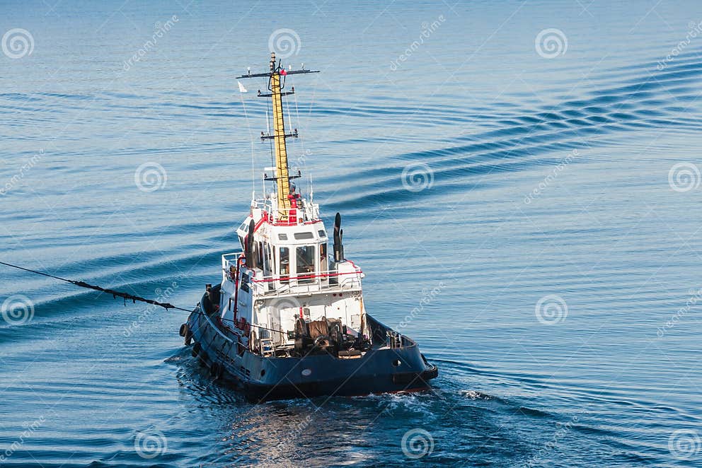 Tug Boat with White Superstructure Underway Stock Image - Image of port ...