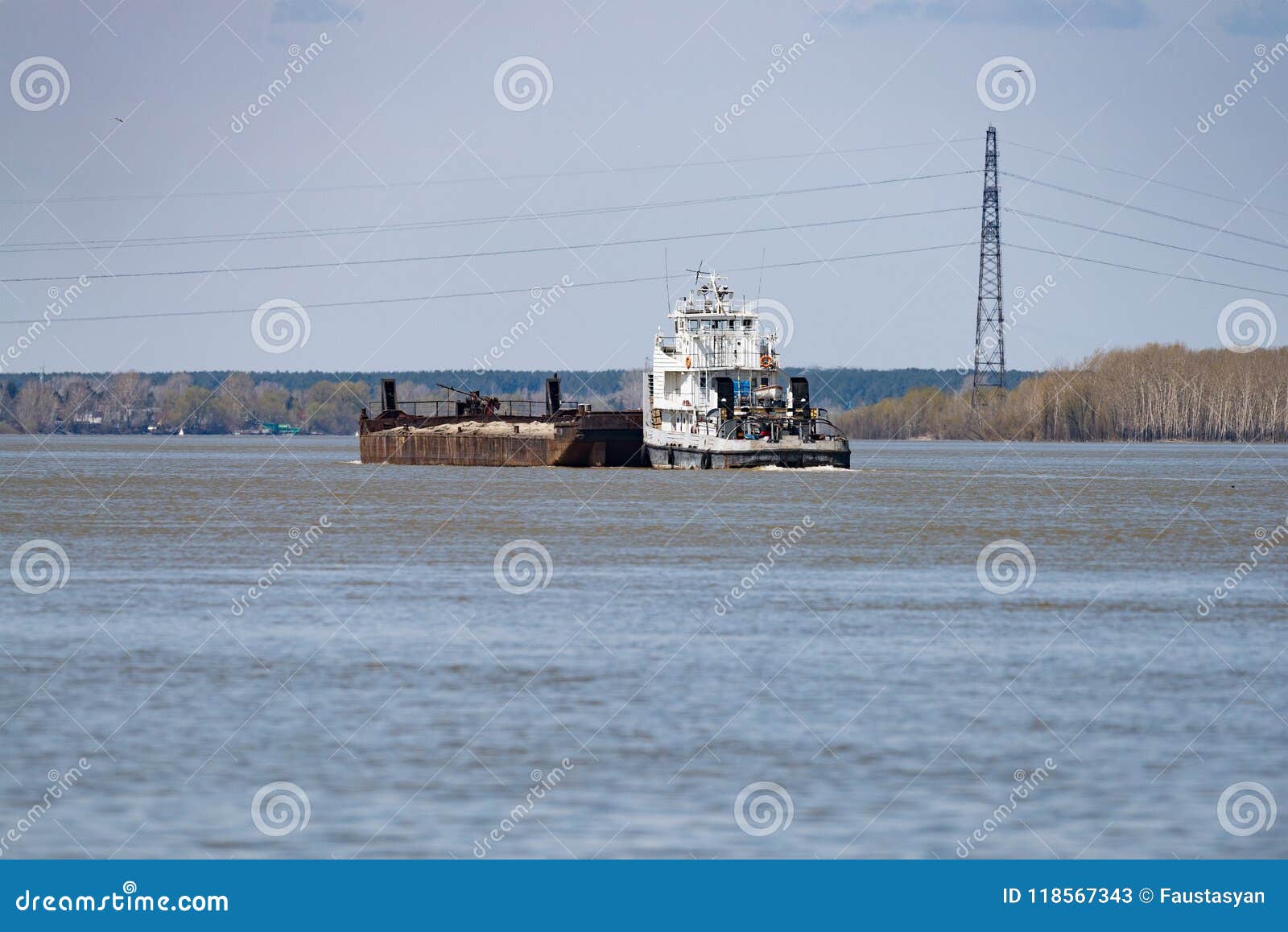 Barge with sand stock image. Image of machinery, johor - 118567343