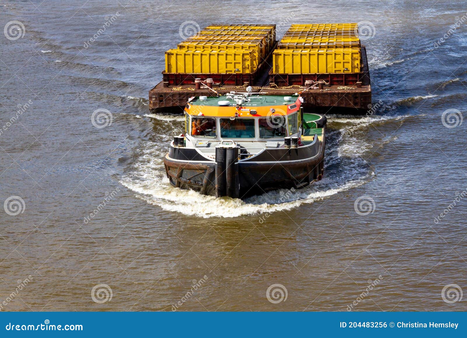 A tug in London stock photo. Image of london, cargo - 204483256
