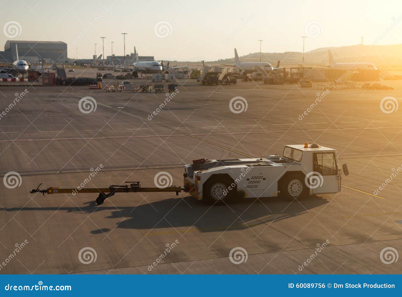 TUG Pushback Tractor With Aircraft Royalty-Free Stock Image ...
