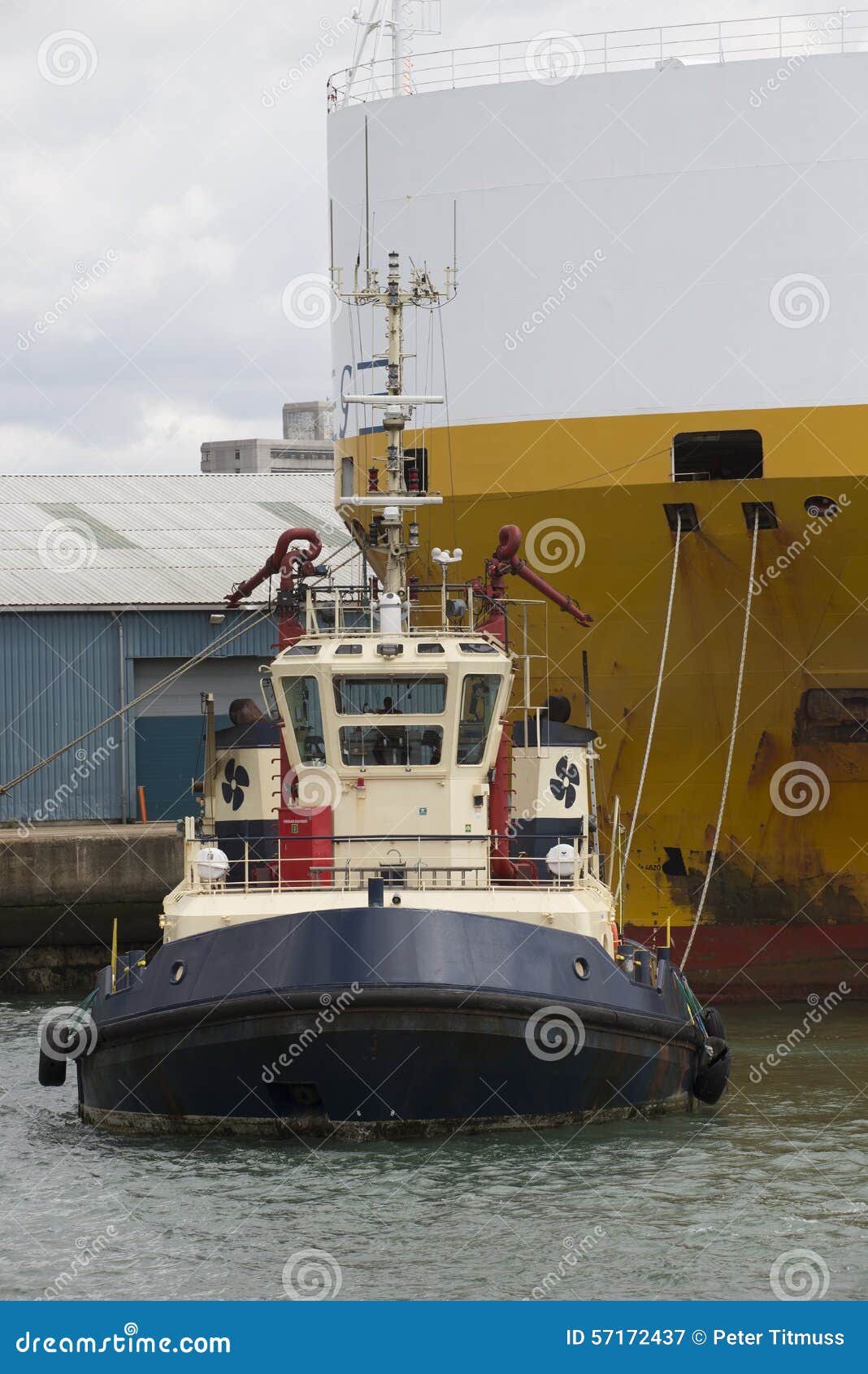 Tug with Ropes Attached To Ship Editorial Photography - Image of ports ...