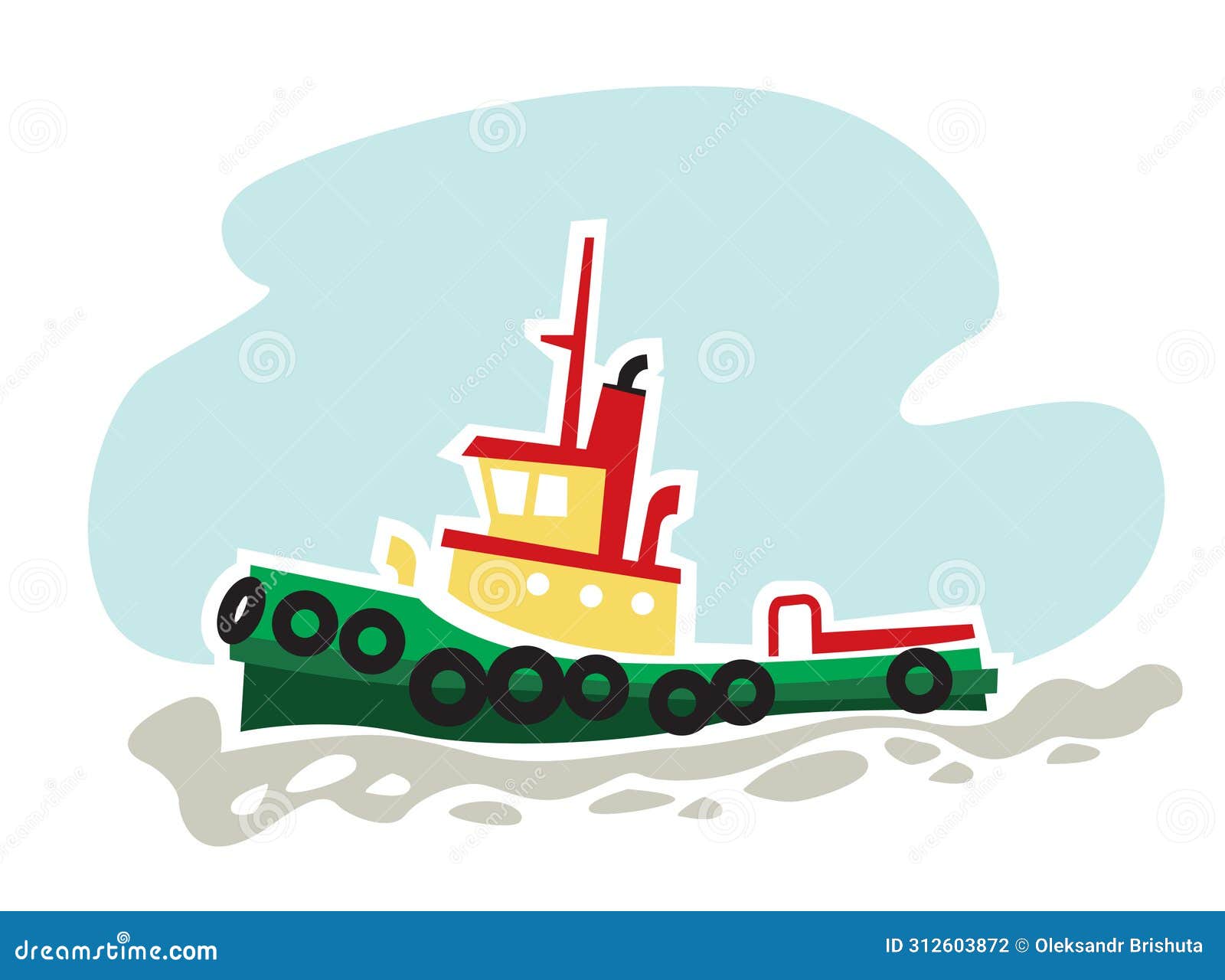 Tug Ship. Support Tug Ship. Small Auxiliary Vessel Stock Vector ...