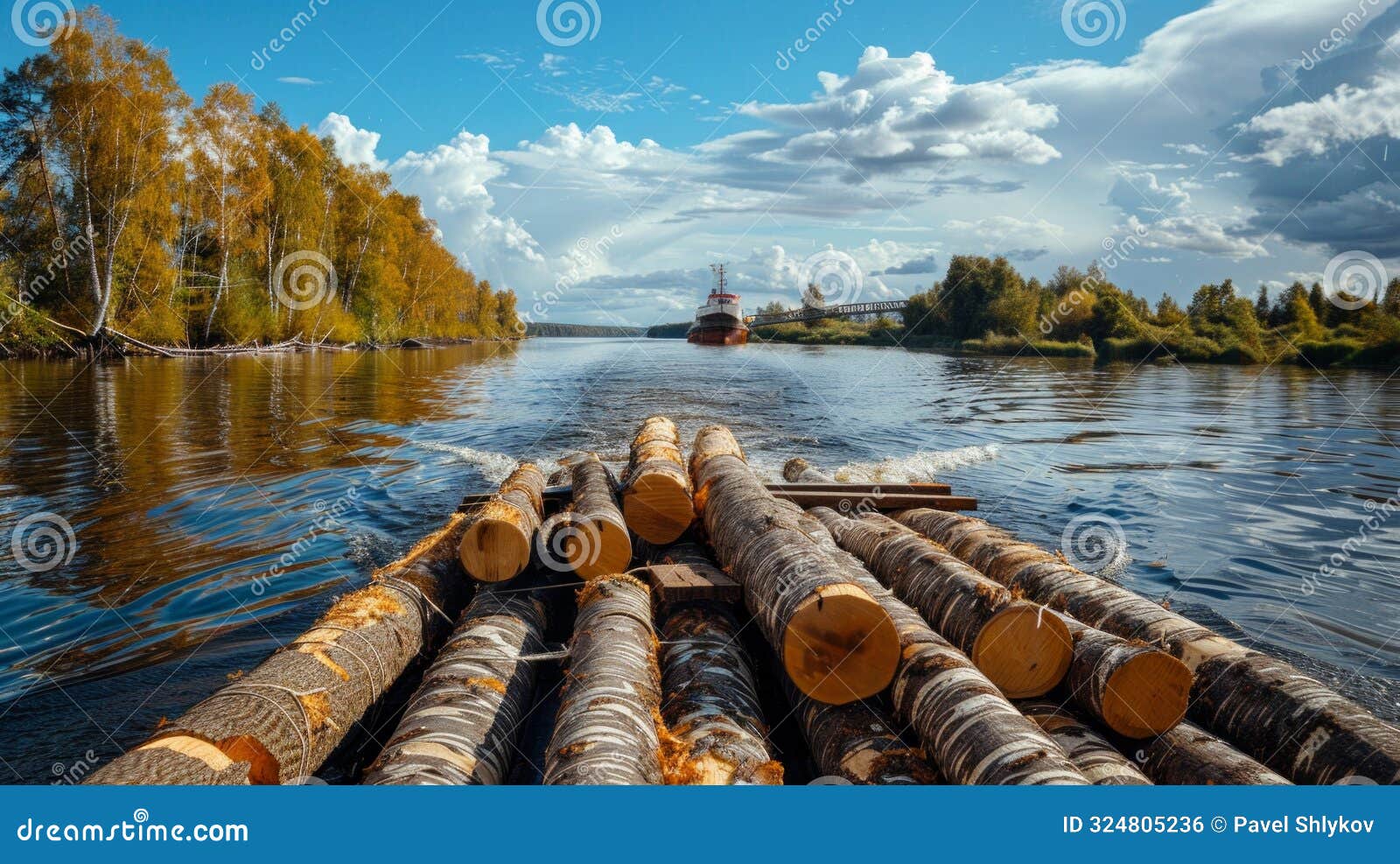 Tug Towing Timber on Fraser River Stock Photo - Image of trade, logging ...