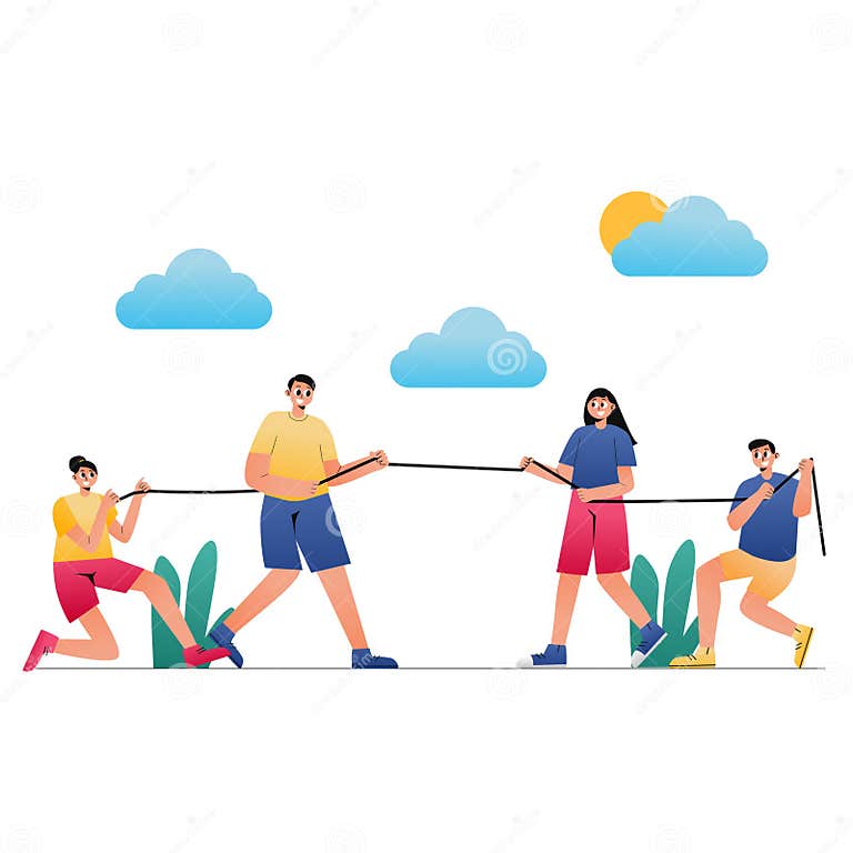 Tug of War: Team Spirit and Competition in Action Stock Illustration ...