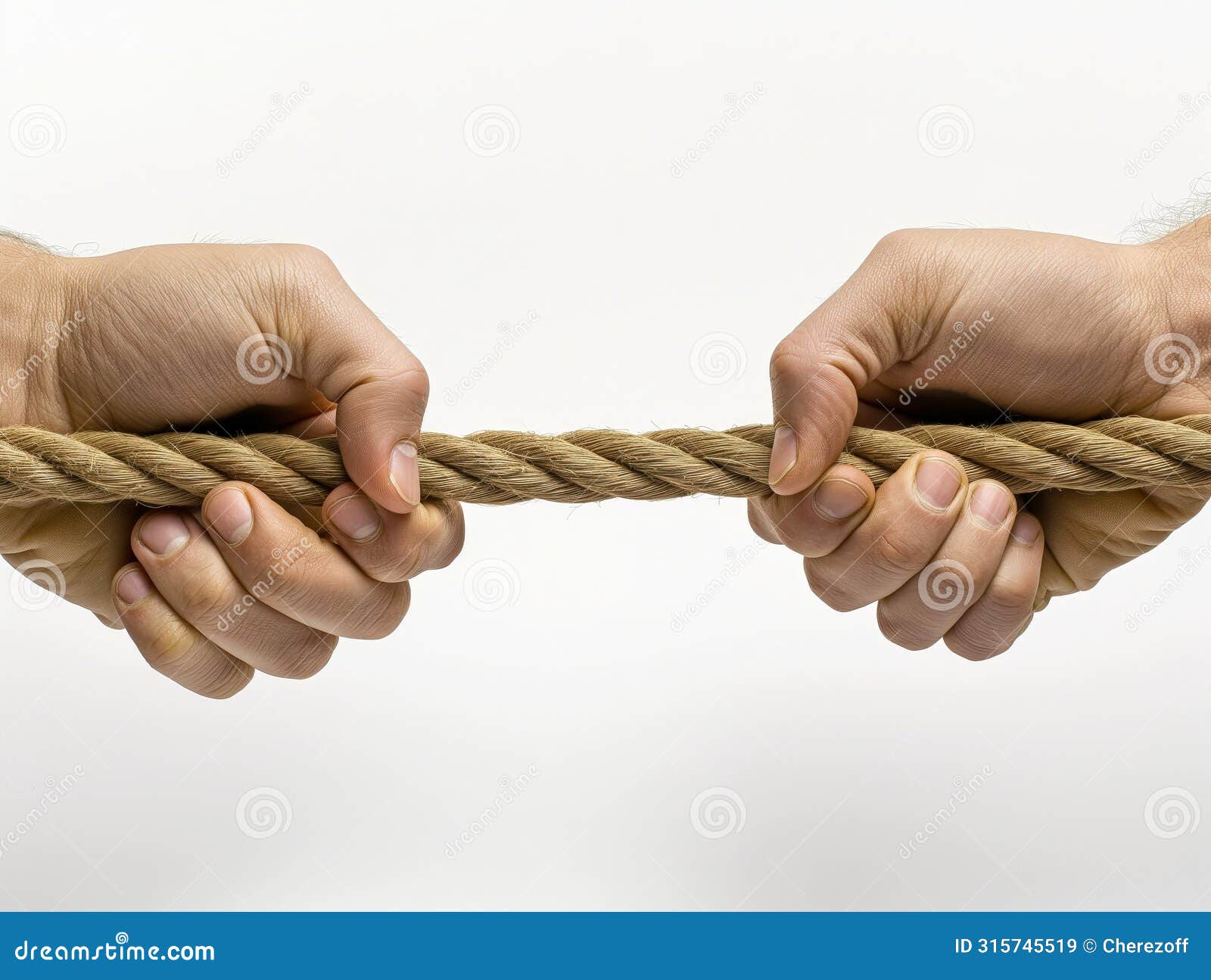 Tug of War Concept with Two Hands Pulling a Rope Stock Image - Image of ...