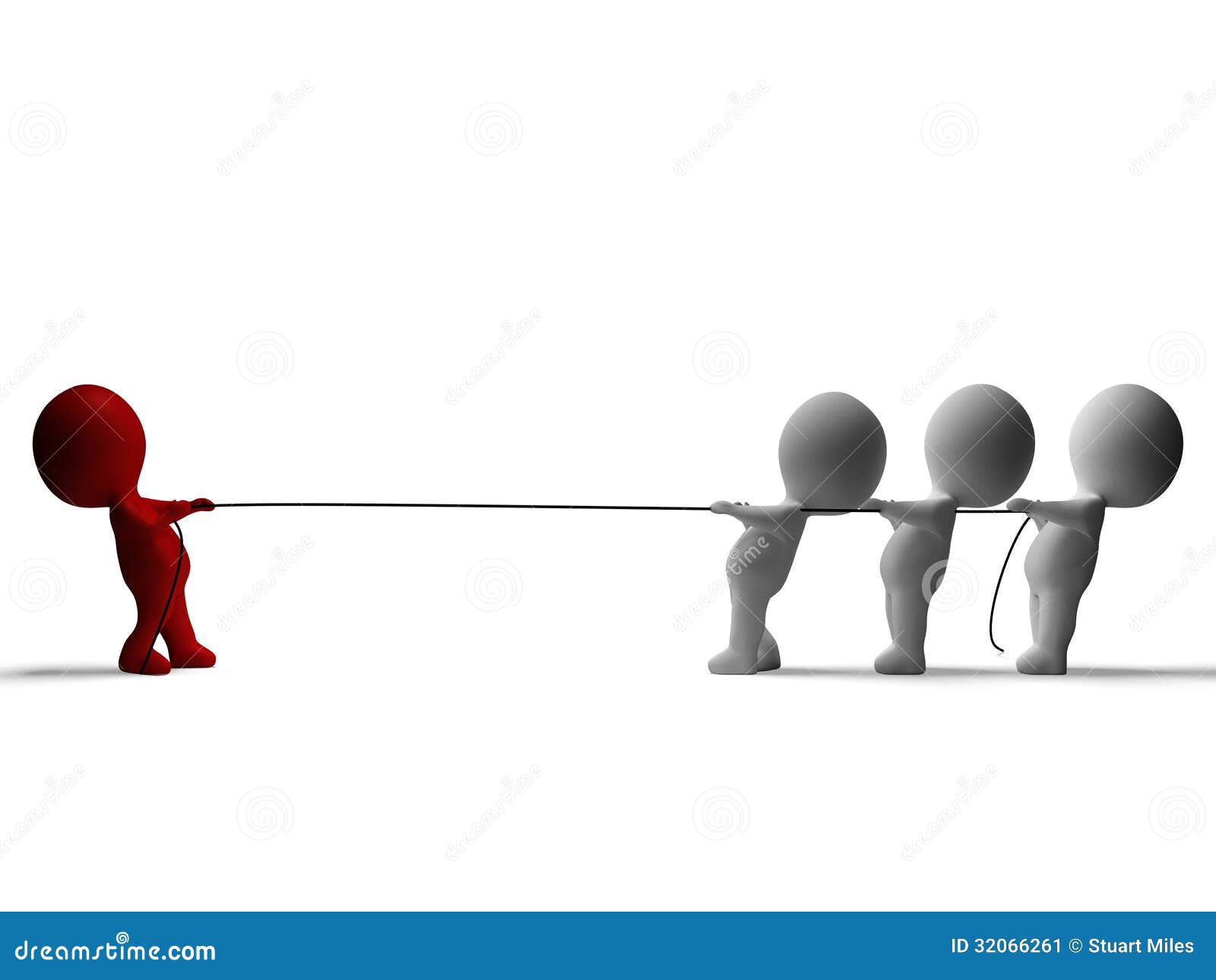 Tug of War 3d Characters Shows Conflict and Adversity Stock ...