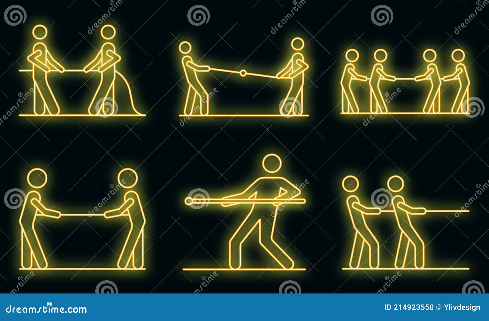 Tug of War Icons Set Vector Neon Stock Vector - Illustration of ...