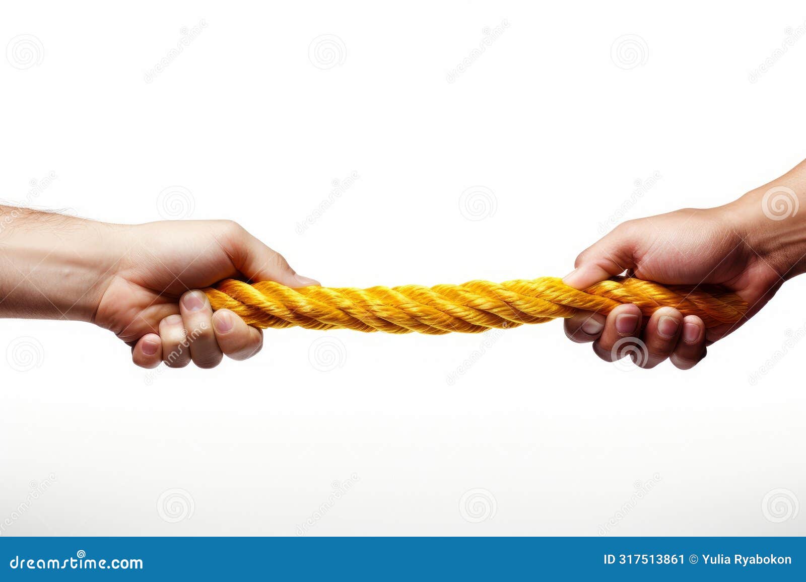 Two Hands Pulling A Rope In Opposite Directions, A Metaphor For The Tug ...