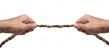 Tug of War. Two People Pulling the Rope in Opposite Directions ...