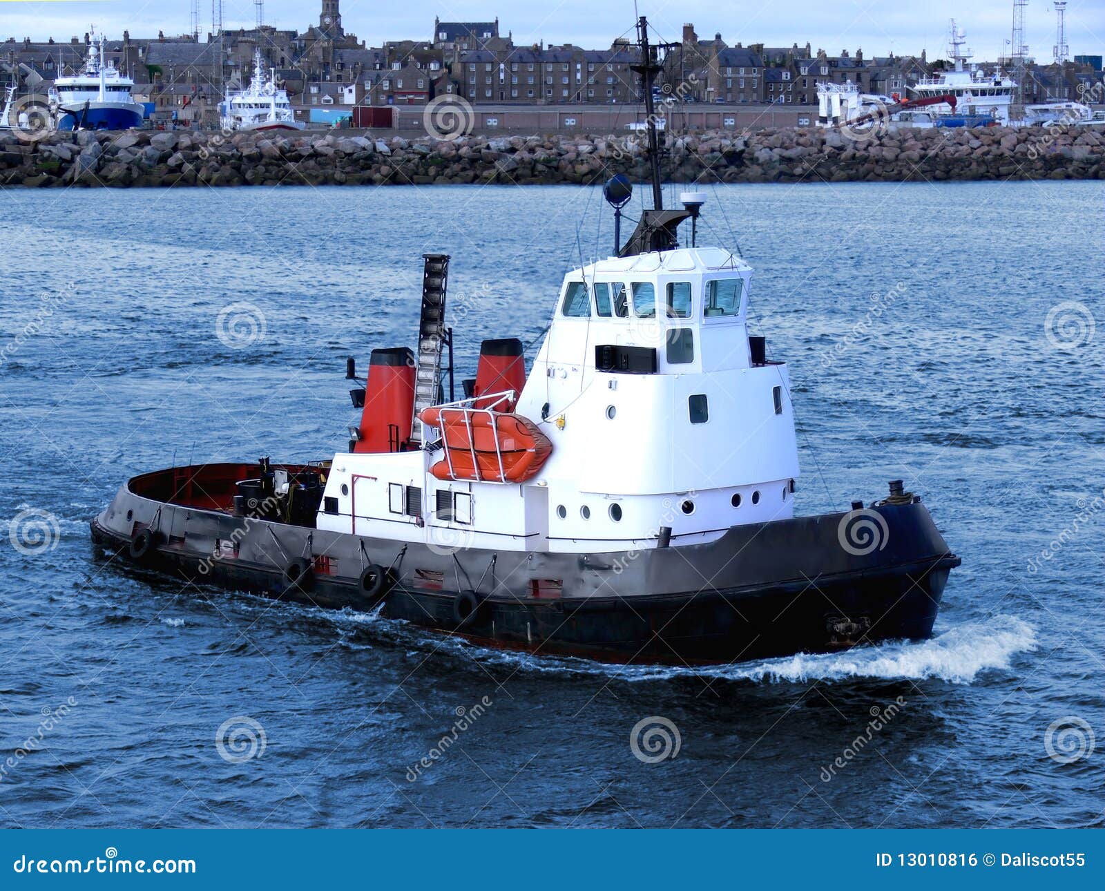 Red Tugboat Underway In Port. Stock Photography | CartoonDealer.com ...