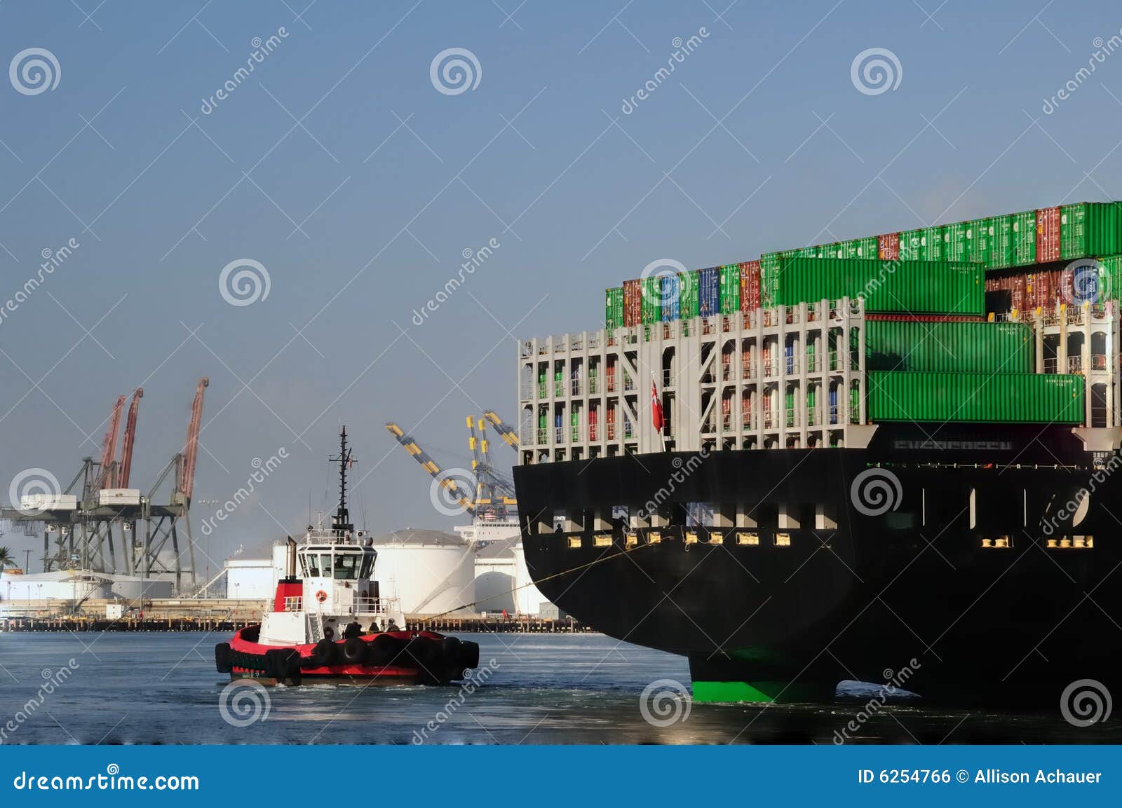 Tugboat And Back Of Container Ship Picture. Image: 6254766