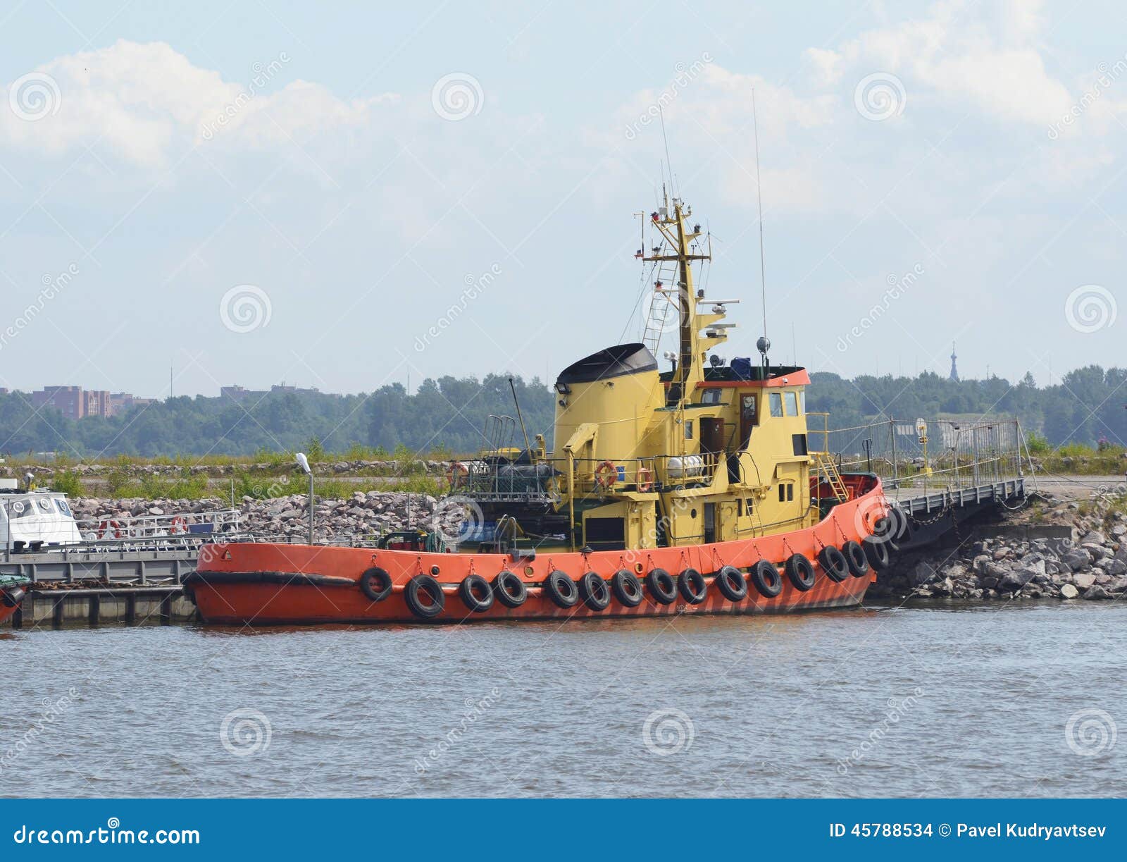 Tugboat berth at the port stock photo. Image of industrial - 45788534