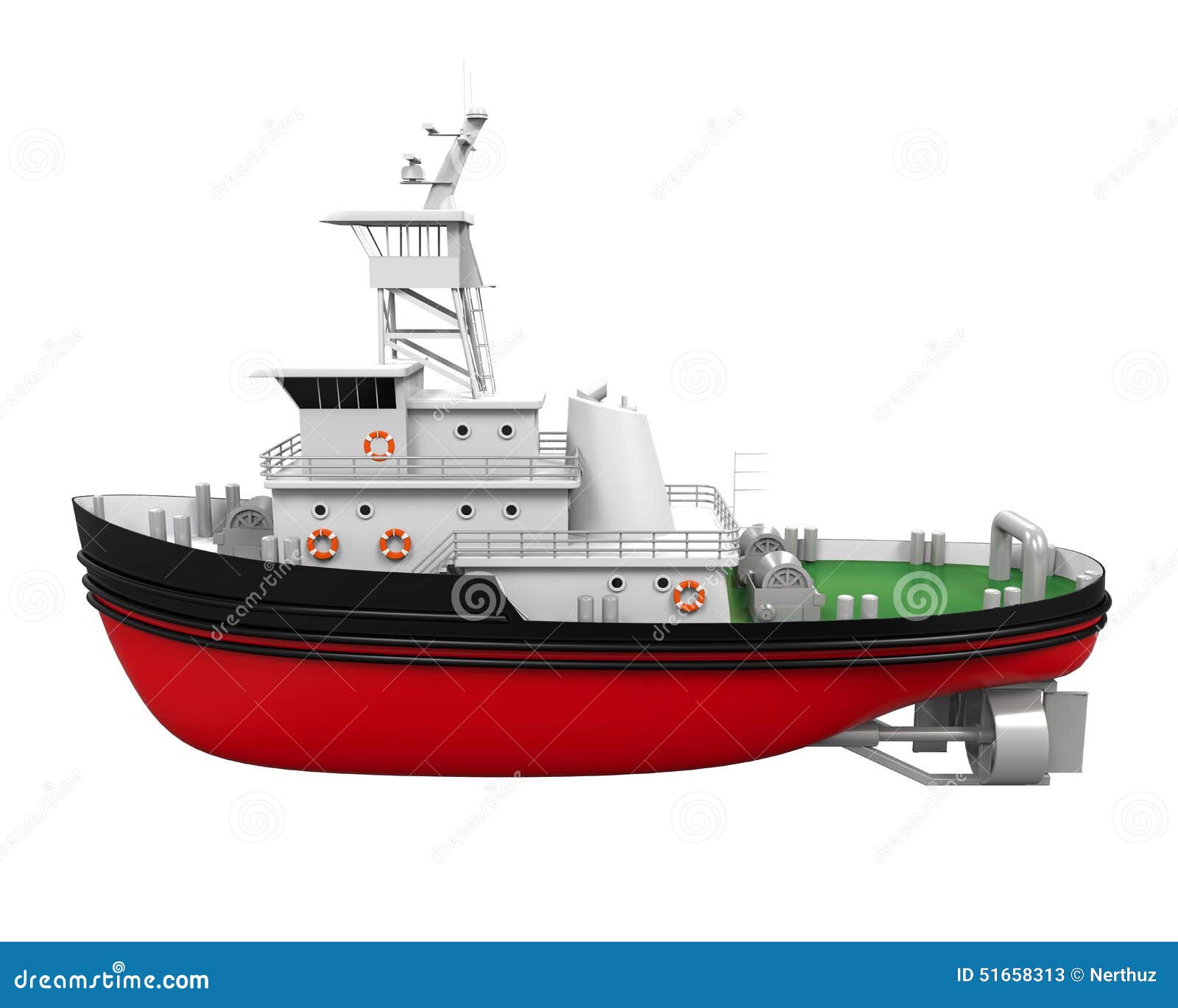 Tug. Harbour Tugboat. Support Tug. A Small Auxiliary Vessel. Cartoon ...