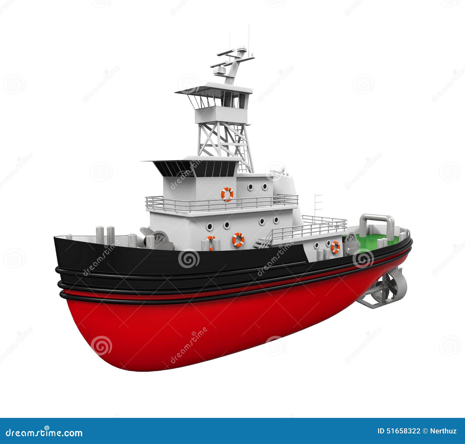 Tug. Harbour Tugboat. Support Tug. A Small Auxiliary Vessel. Cartoon ...