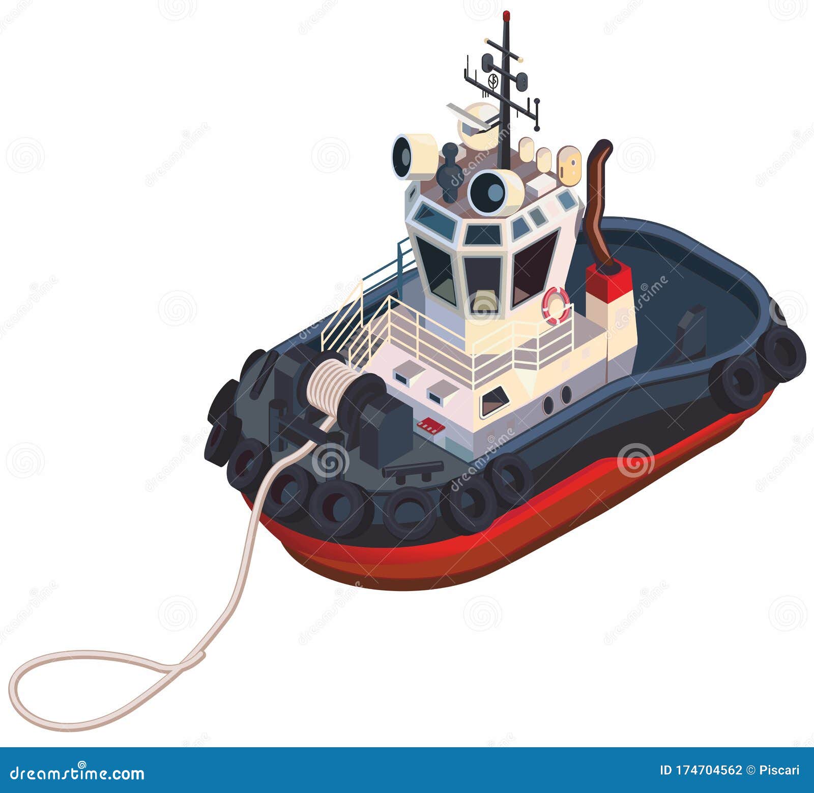 Harbor Tugboat Tug Boat Tug Retro Black And White Cartoon Vector ...