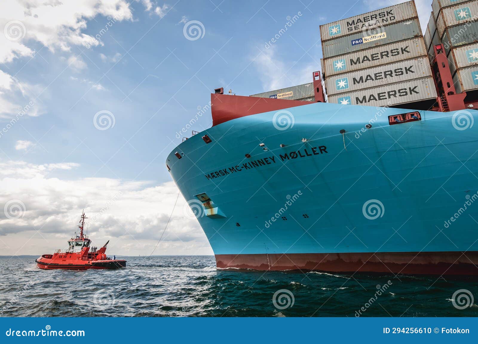 Tugboat and Maersk Container Ship in Poland Editorial Image - Image of ...