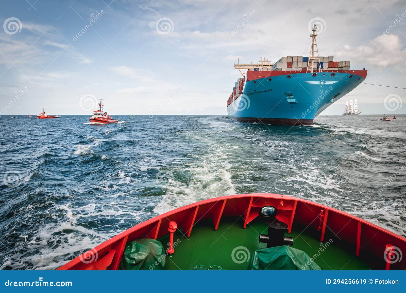 Tugboat and Maersk Container Ship in Poland Editorial Stock Image ...