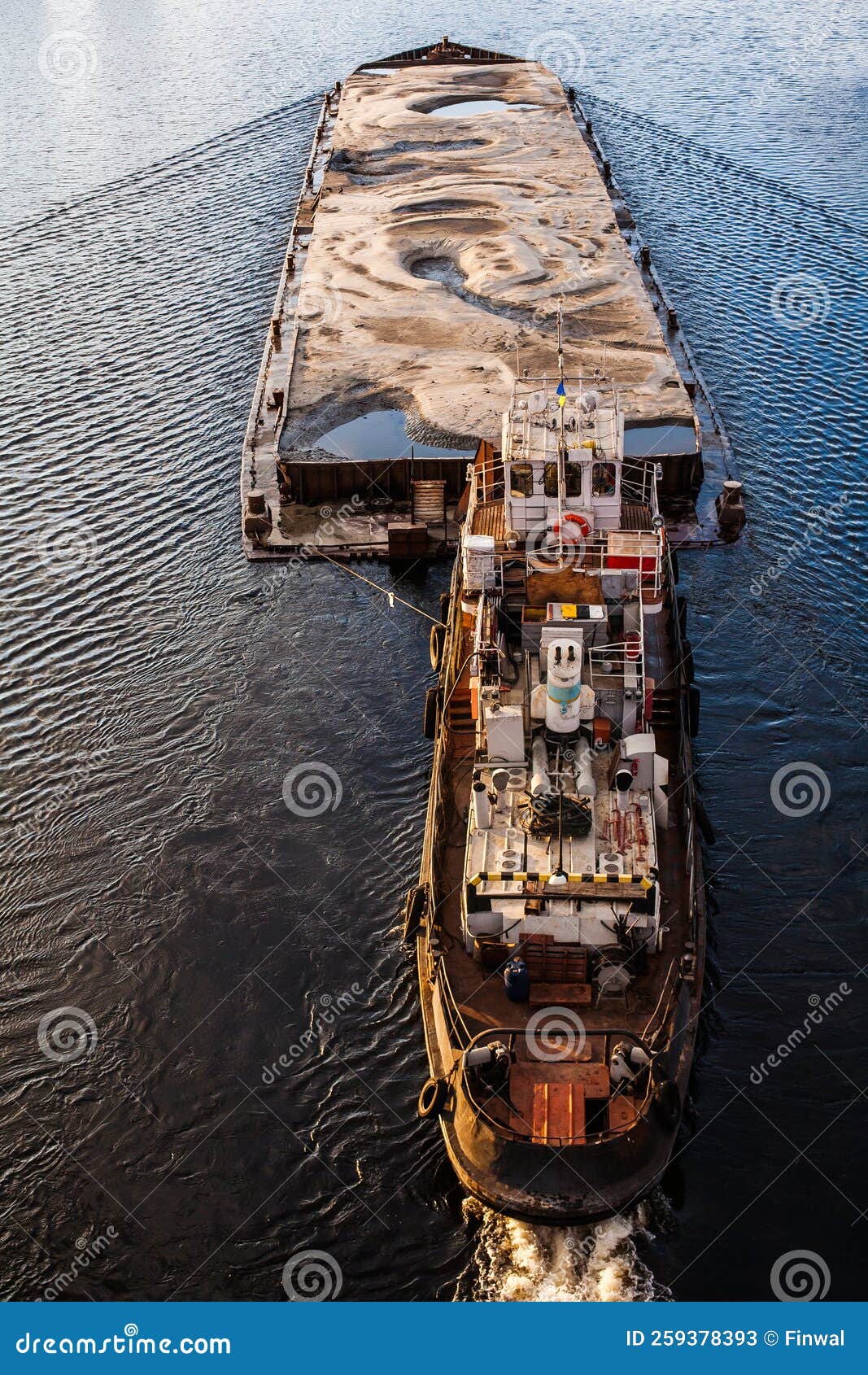 Tugboat pushing barge stock image. Image of canal, lake - 259378393