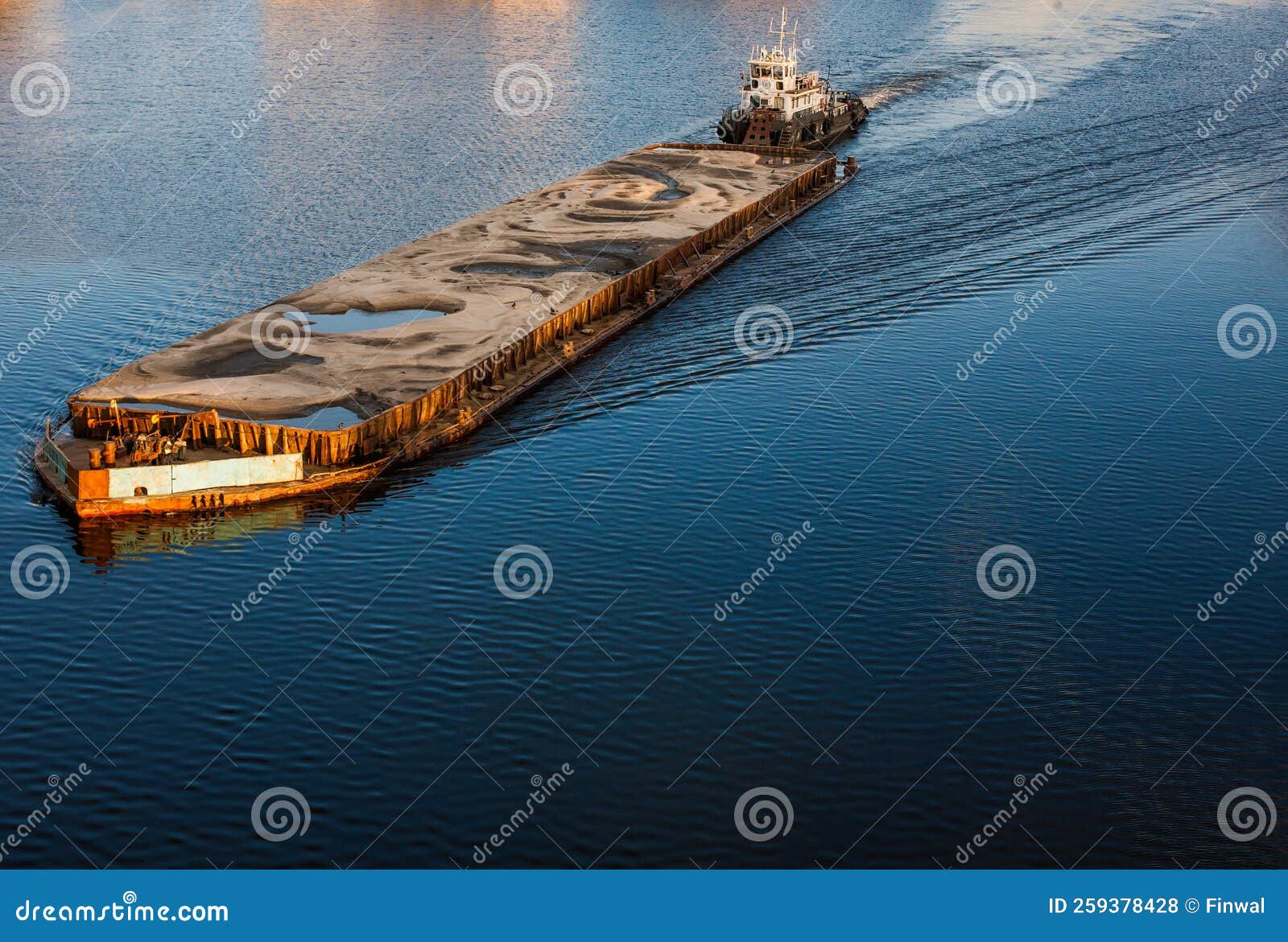 Tugboat pushing barge stock photo. Image of goods, cargo - 259378428