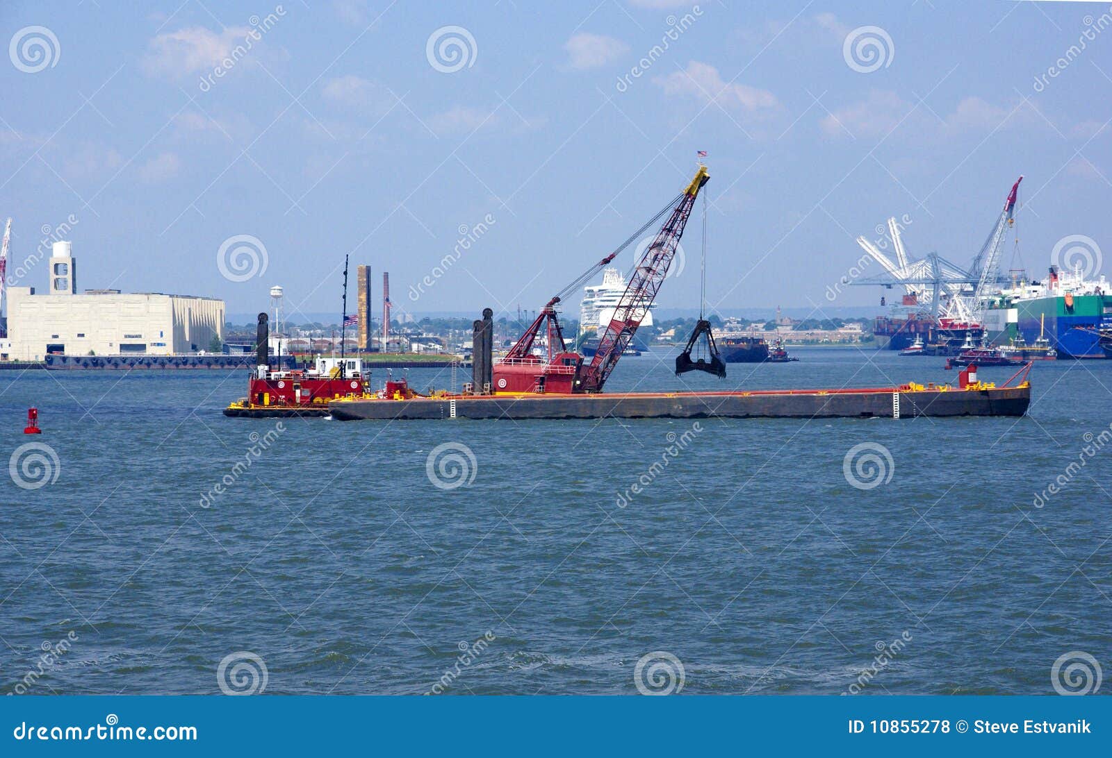 Tugboat Pushing Dredging Barge Stock Photo - Image of sightseeing ...