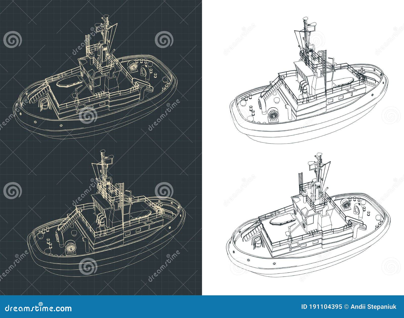 Tugboat Sketch Illustration Stock Vector - Illustration of power ...