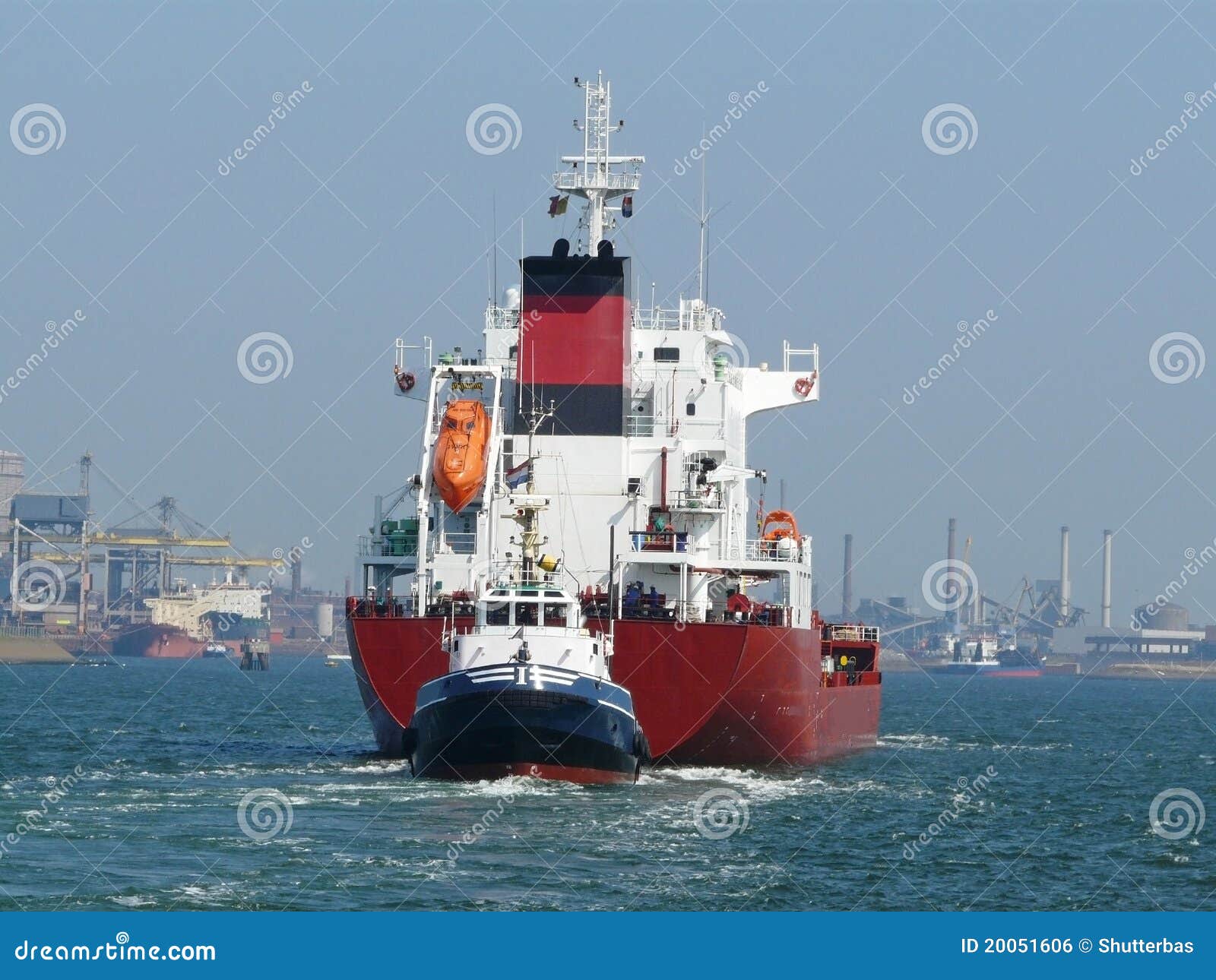 Tugboat and tanker stock photo. Image of export, import - 20051606