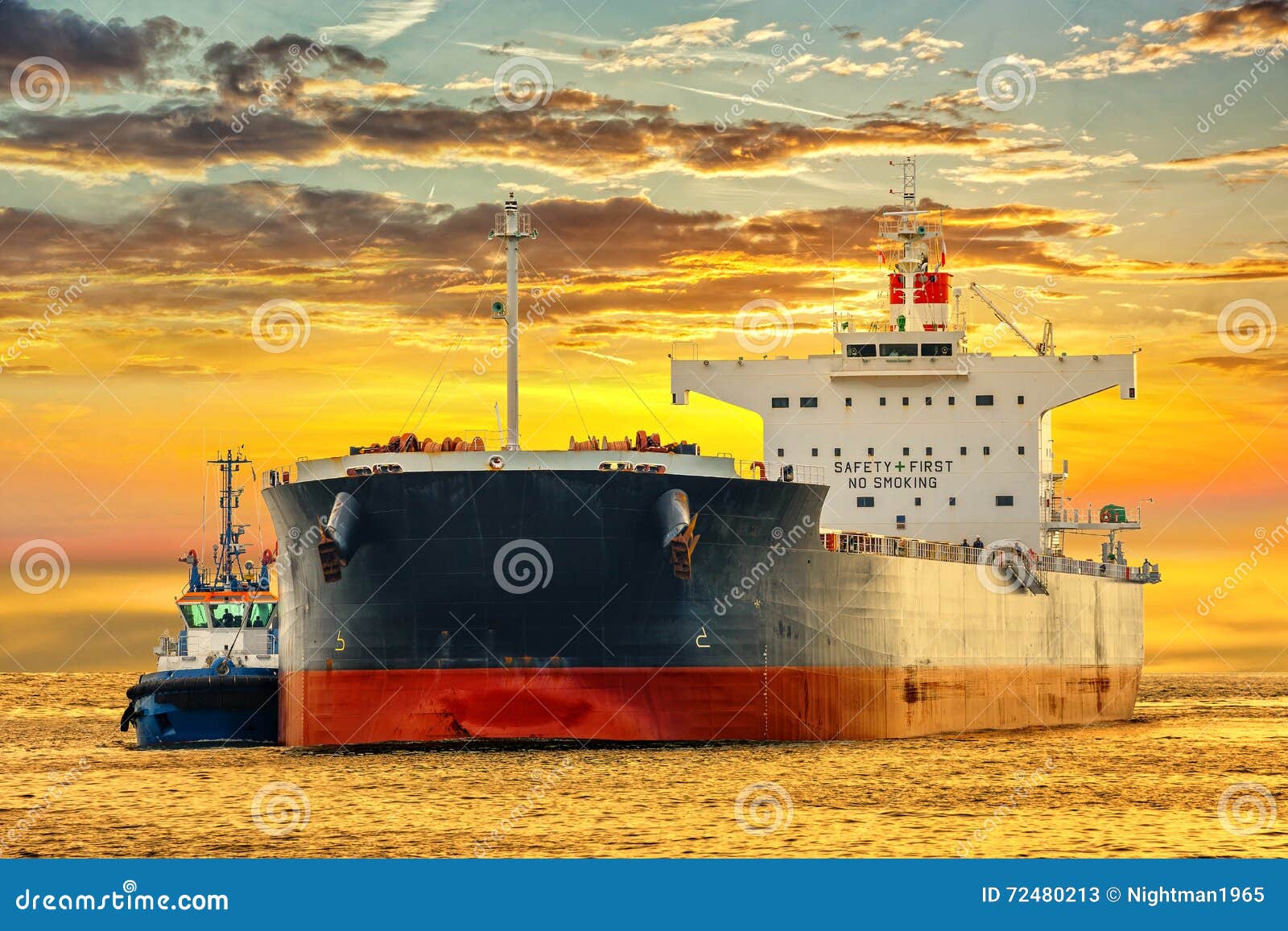 Tugboat and tanker ship stock image. Image of dock, loading - 72480213