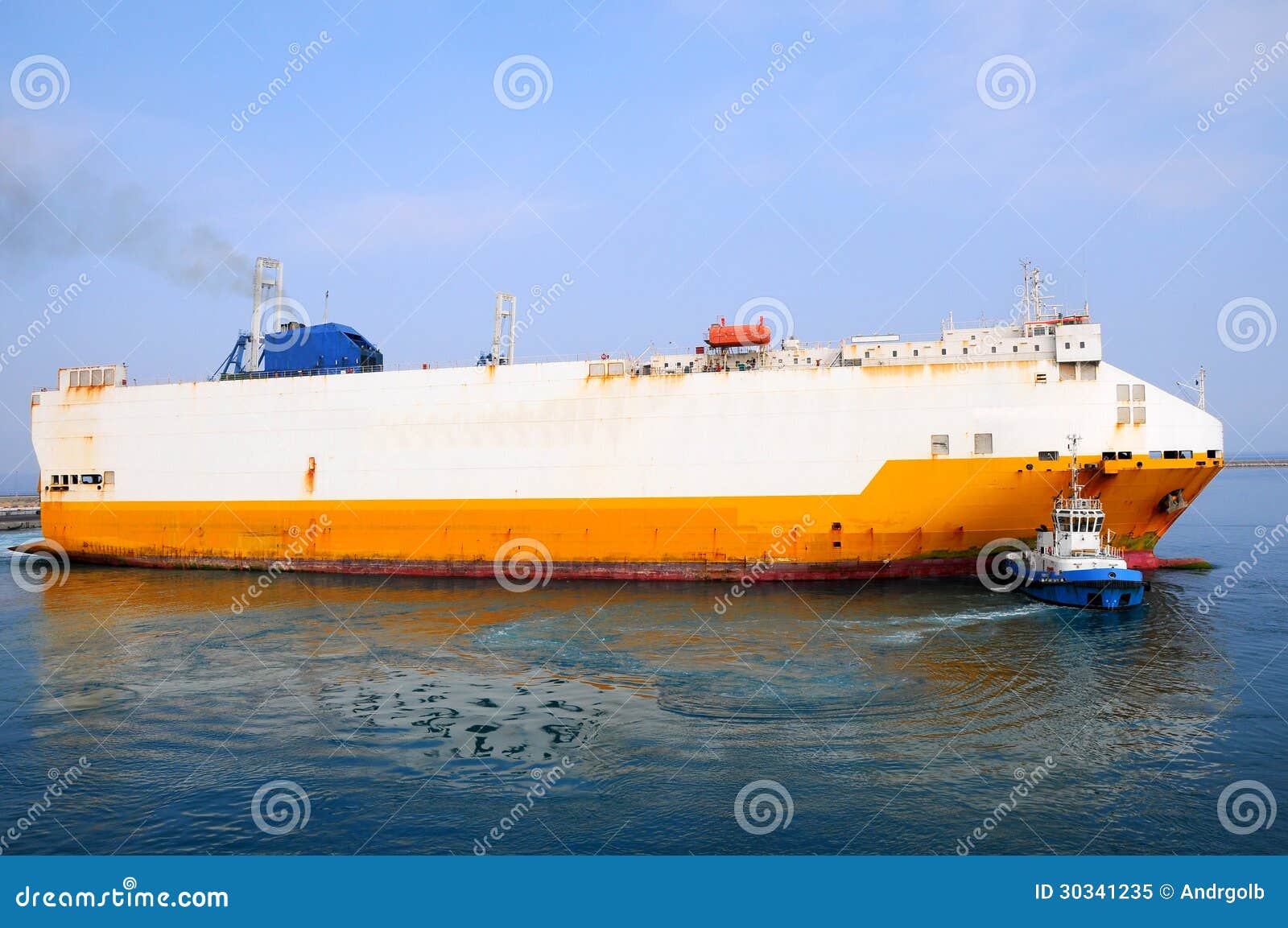 Tugboat towing a ship stock image. Image of captain, lead - 30341235