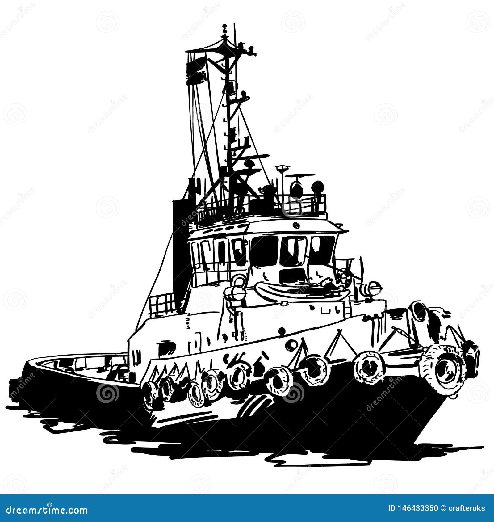 Tugboat Vector, Eps, Logo, Icon, Silhouette Illustration by Crafteroks ...