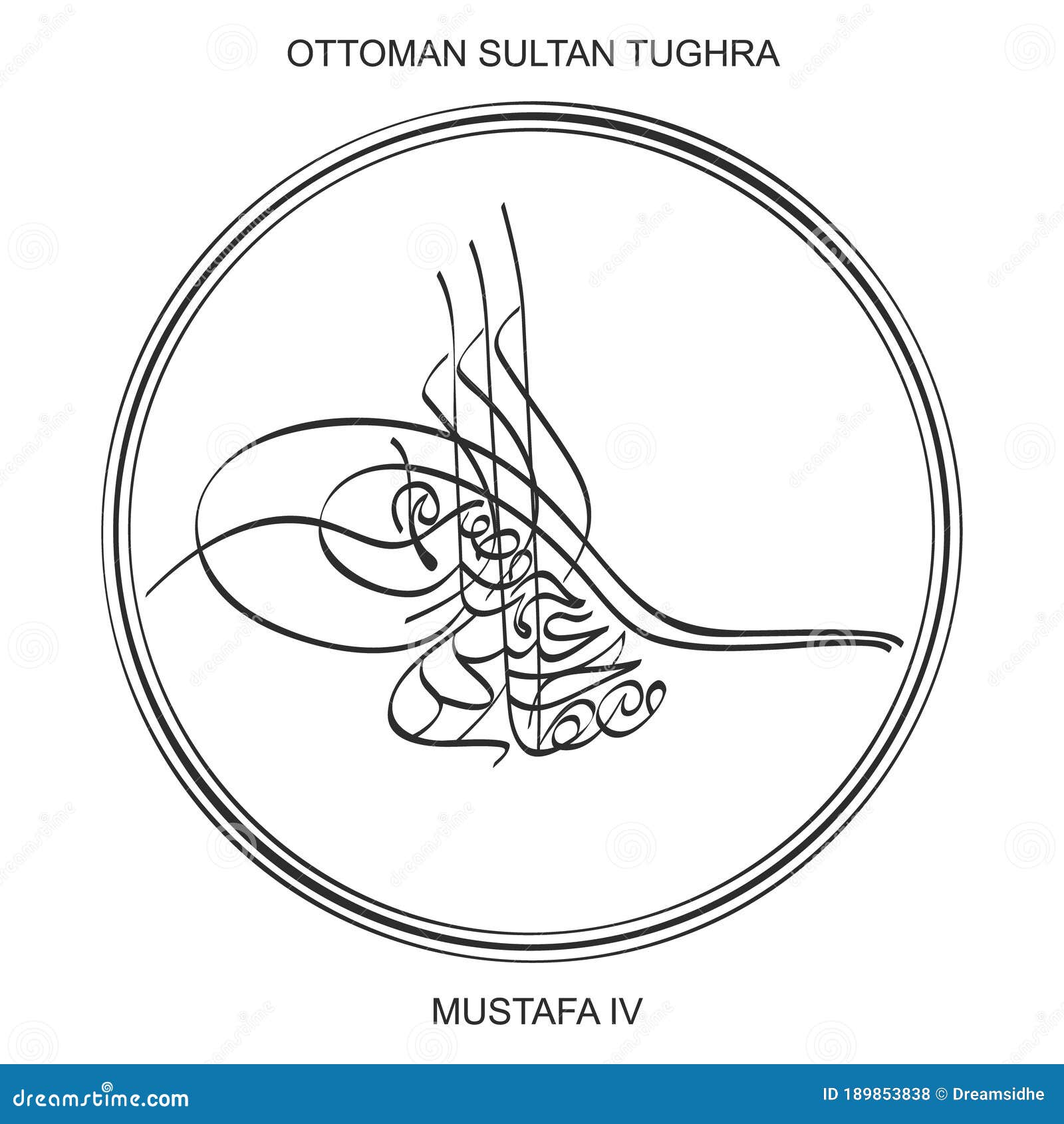 Tughra a Signature of Ottoman Sultan Mustafa the Fourth Stock Vector ...
