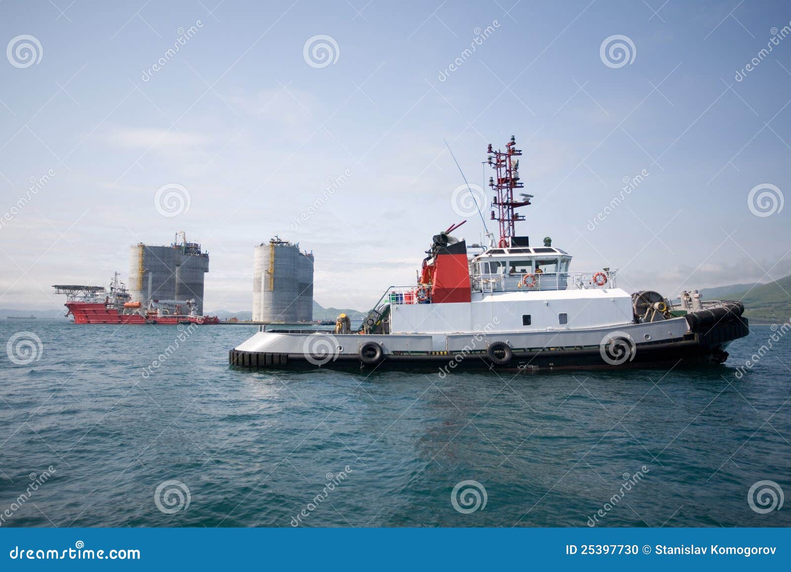 Tugs at the Base Offshore Oil Platform Stock Photo - Image of japan ...