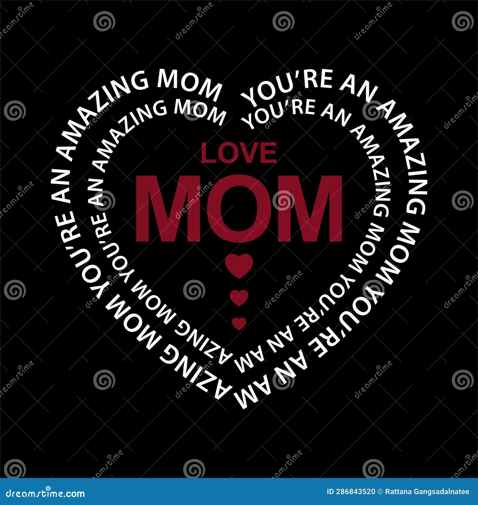 You are an Amazing Mom Heart Lettering Stock Vector - Illustration of ...