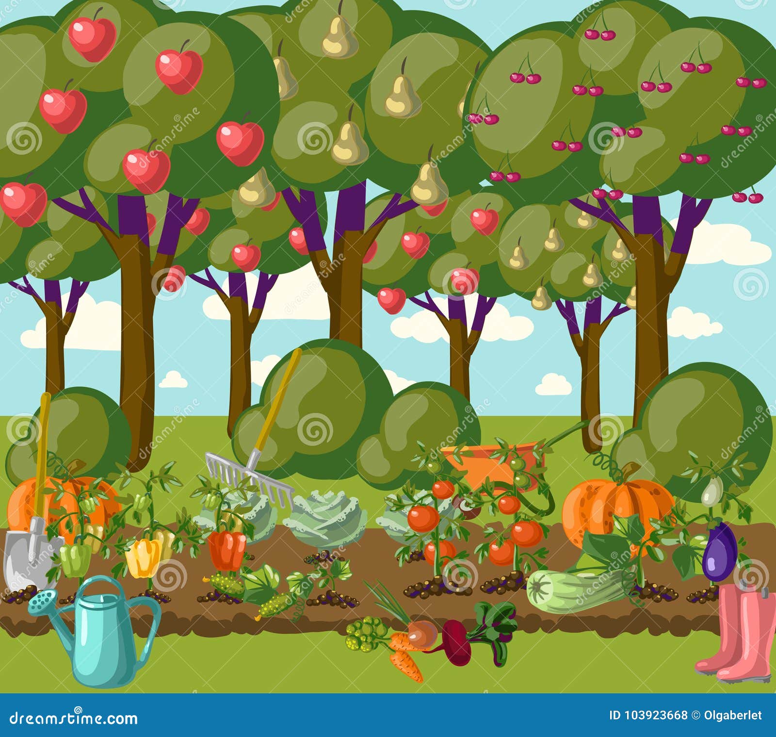 Tuin Vector vector illustratie. Illustration of nave - 103923668