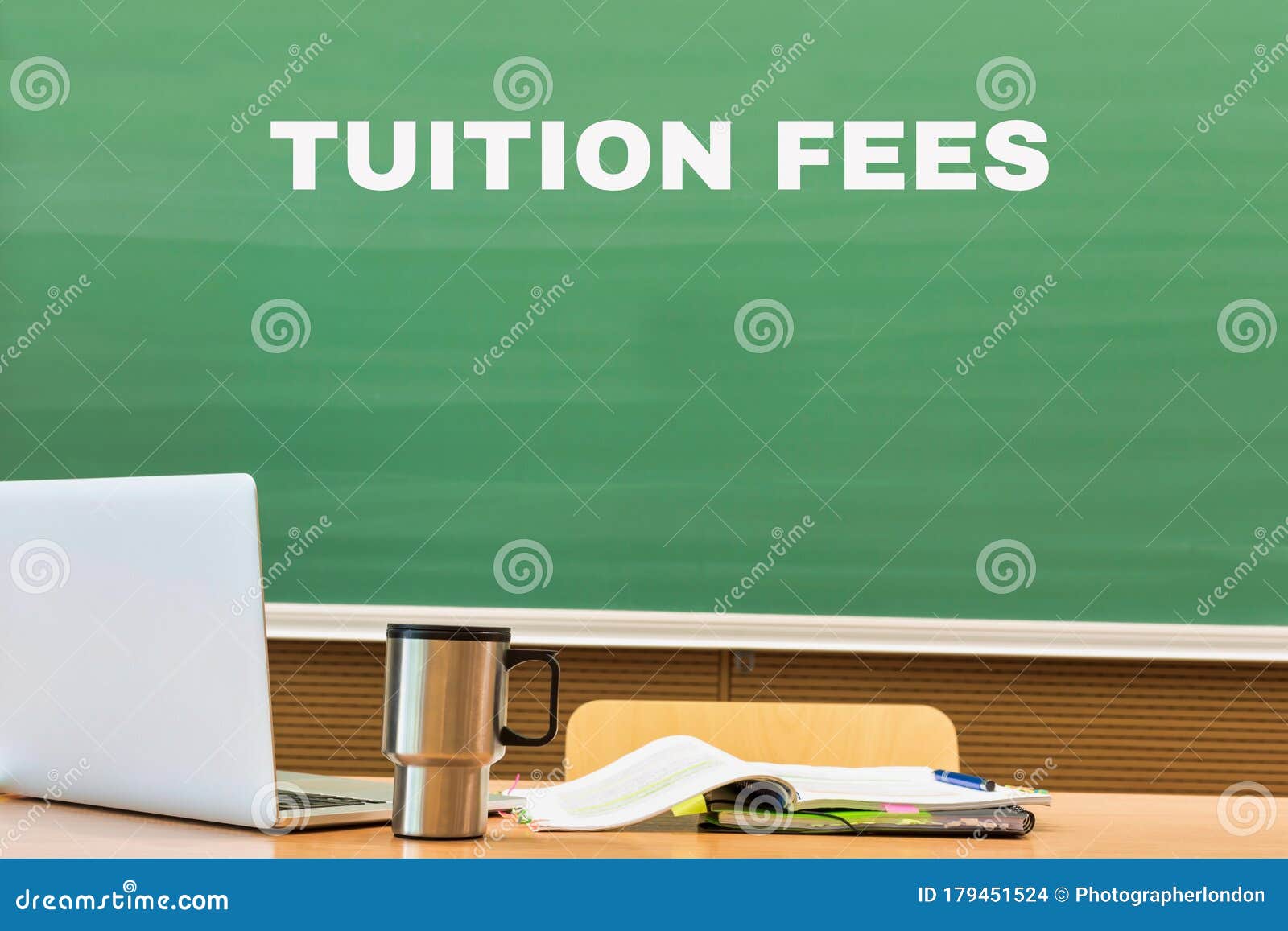 Tuition Fee Written on Black Board in Classroom Stock Photo - Image of ...