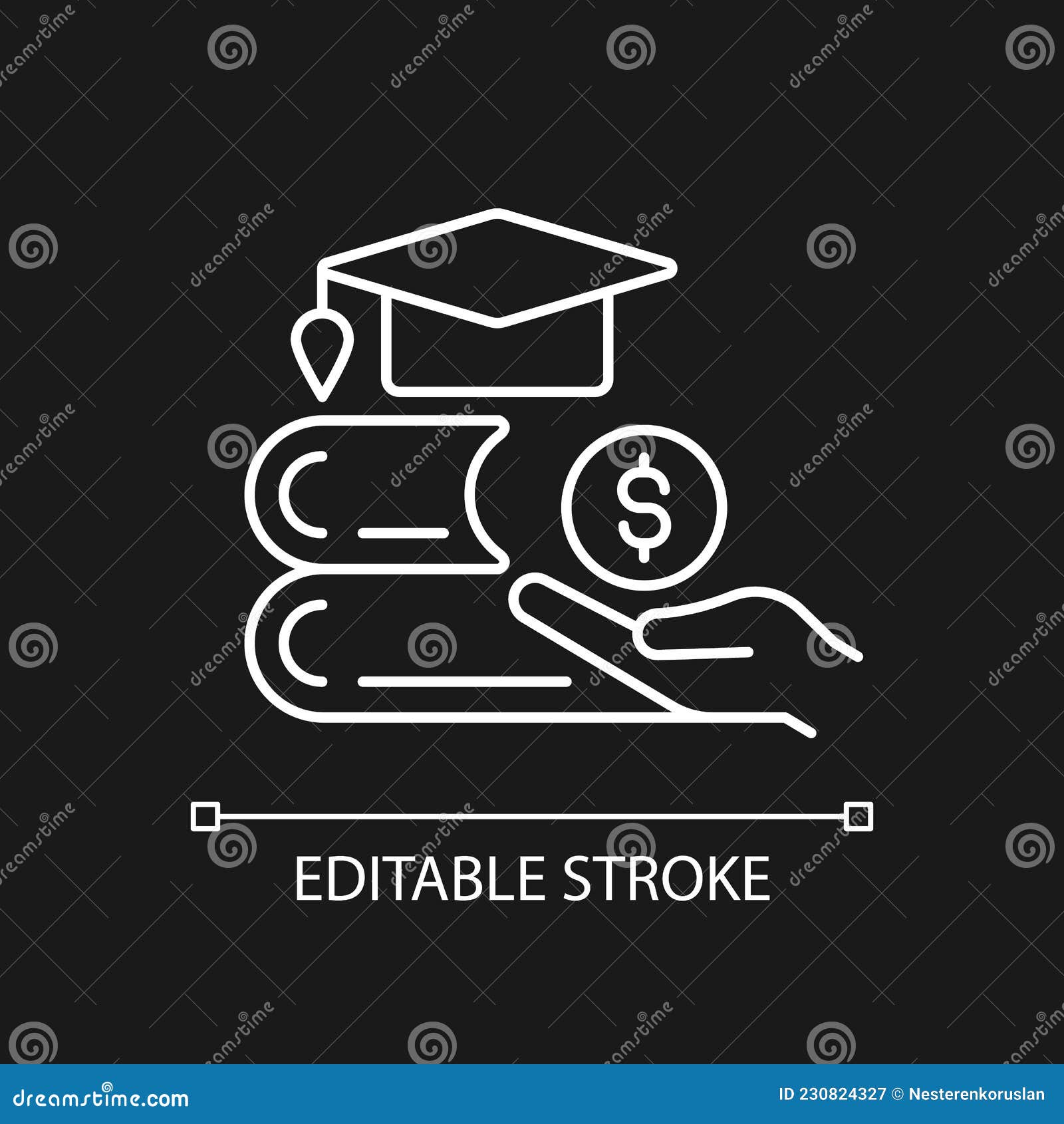 Tuition Reimbursement White Linear Icon for Dark Theme Stock Vector ...