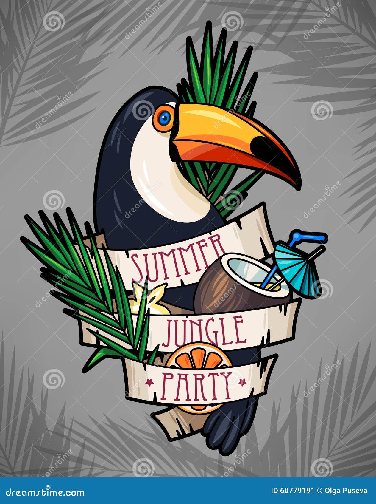 Tukan und Cocktail vektor abbildung. Illustration von saft - 60779191