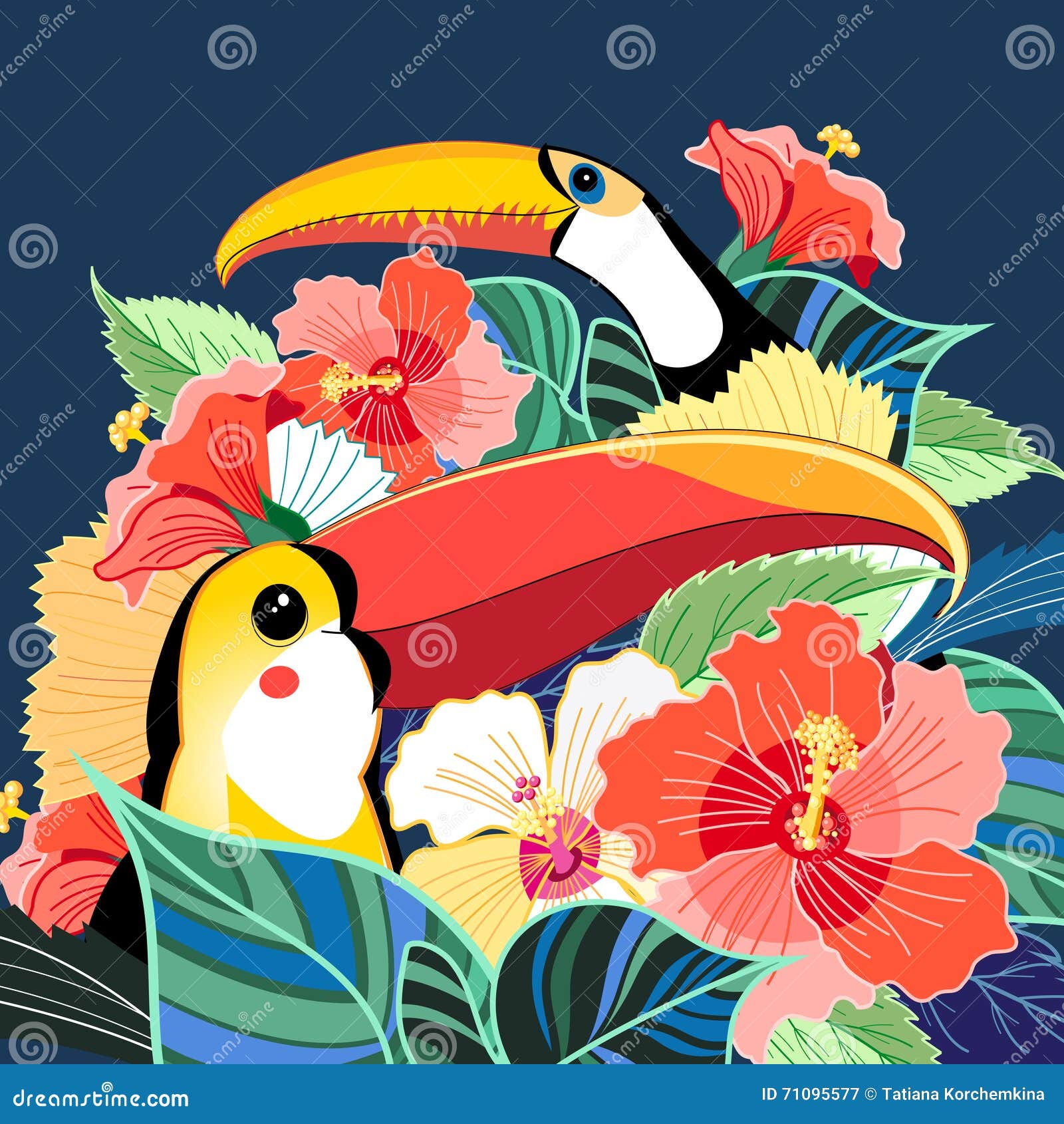 Tukane Des Paradieses Und Der Anlagen Vektor Abbildung - Illustration ...