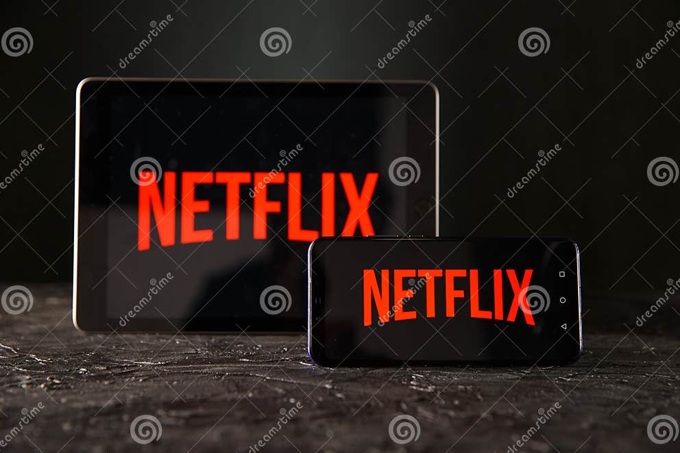 Tula 24 09 2019: Netflix Logo on the Tablet and Phone Display ...