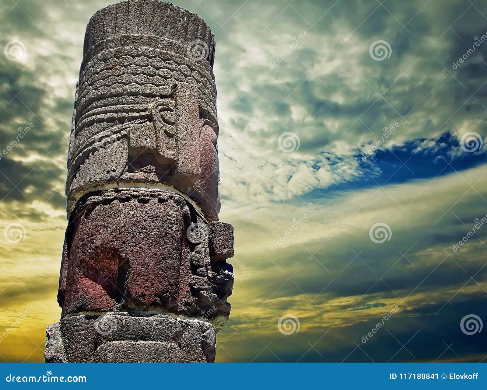 Tula pyramids and statues stock image. Image of central - 117180841