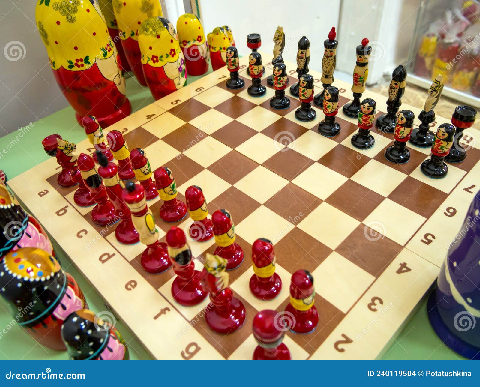 Chess Pieces in the Form of Nesting Dolls Editorial Stock Image - Image ...