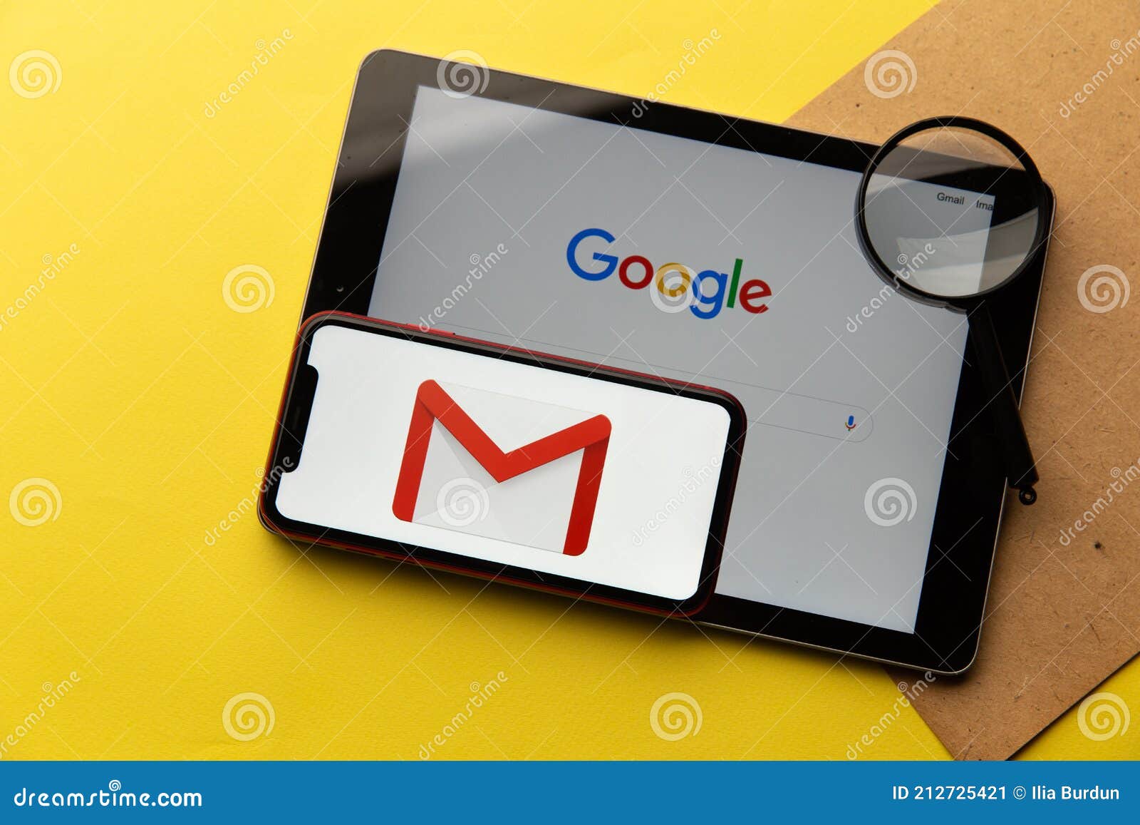 Gmail Logo On Smartphone Screen Placed On Laptop Keyboard. Editorial ...