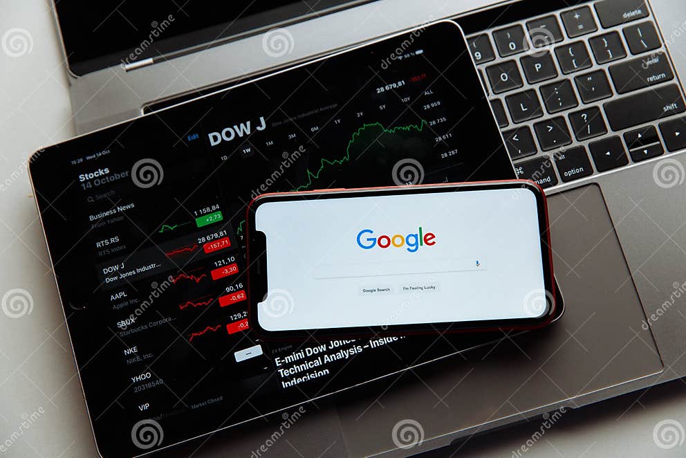 Tula, Russia - October 18, 2020: Google Logo on IPhone Display ...