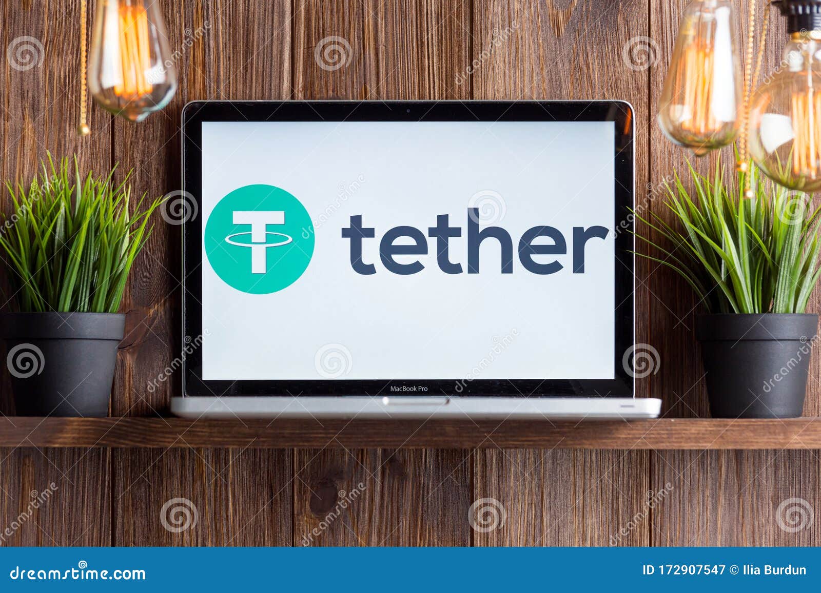 Tula Russia 16.01.20 Tether on the Laptop Screen Isolated. Editorial ...