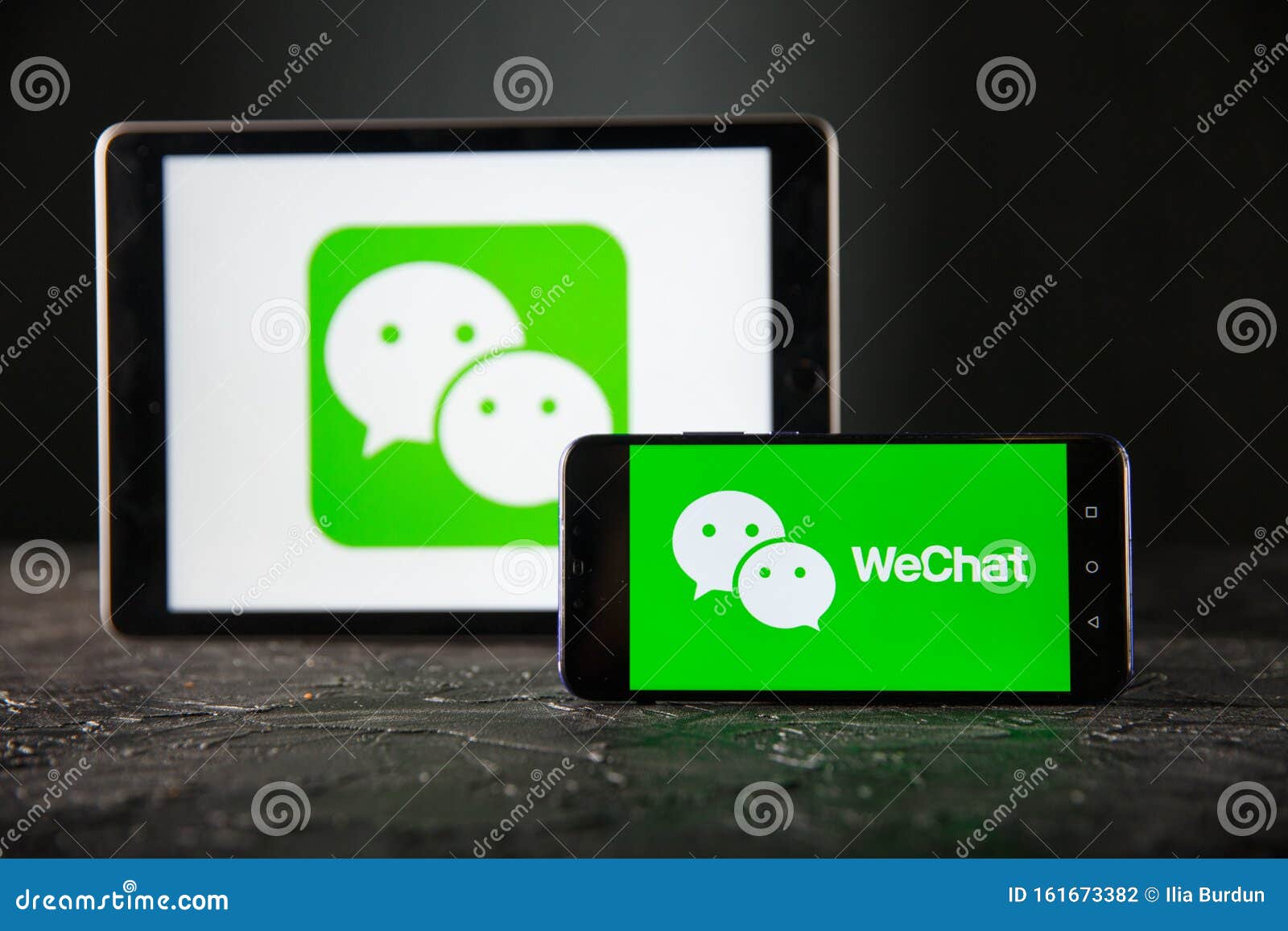 Tula 24 09 2019: WeChat on the Tablet and Phone Display. Editorial ...