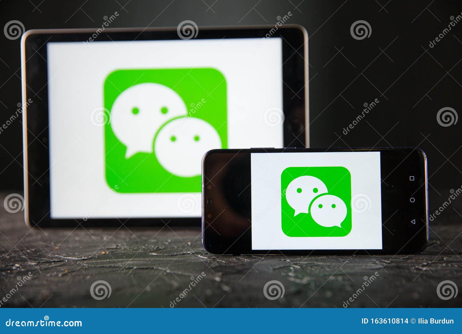 Tula 24 09 2019: WeChat on the Tablet and Phone Display. Editorial ...